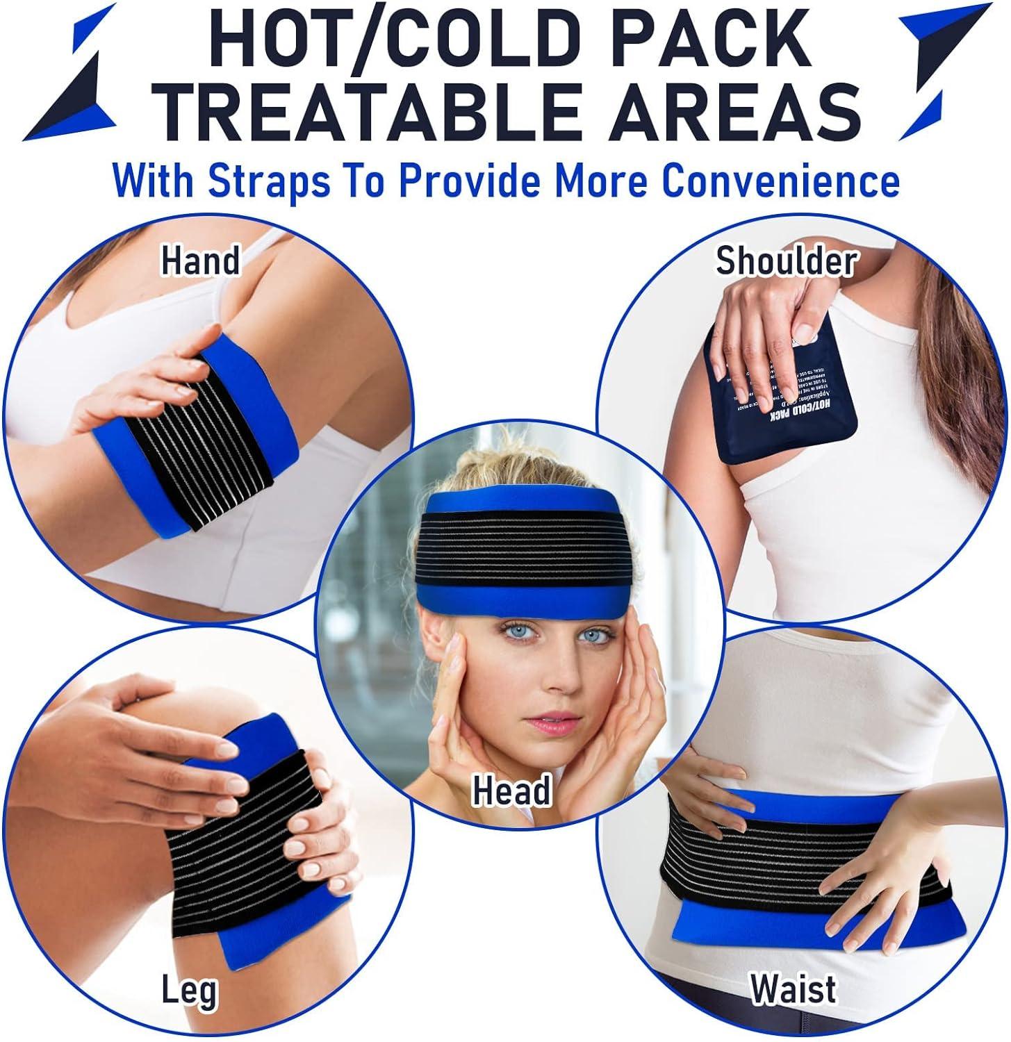 3-Piece Hot & Cold Gel Ice Packs Set for Injuries - Reusable with ...