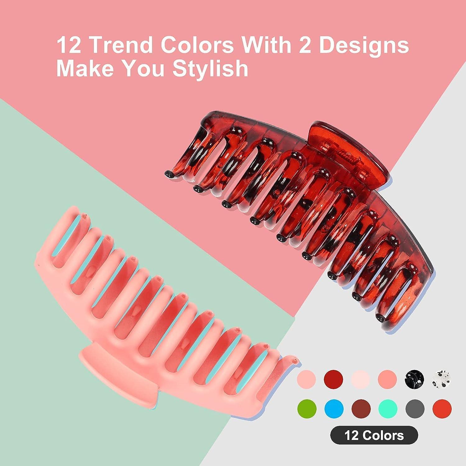 12 PCS Large Non-Slip Matte Hair Claw Clips for Women - Strong Hold ...