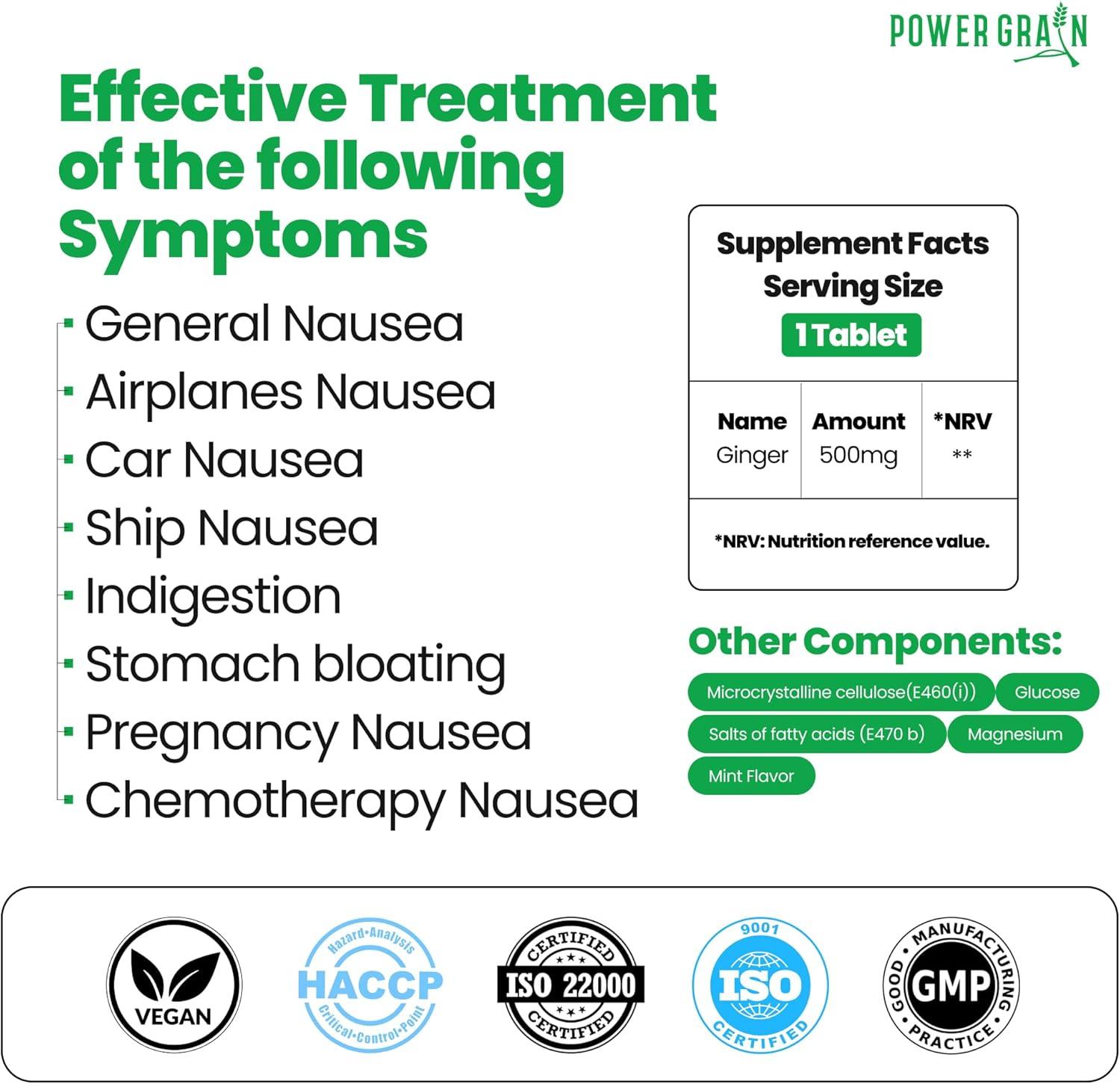 Non-Drowsy Motion Sickness Tablets | 500mg Chewable Ginger Rhizome ...