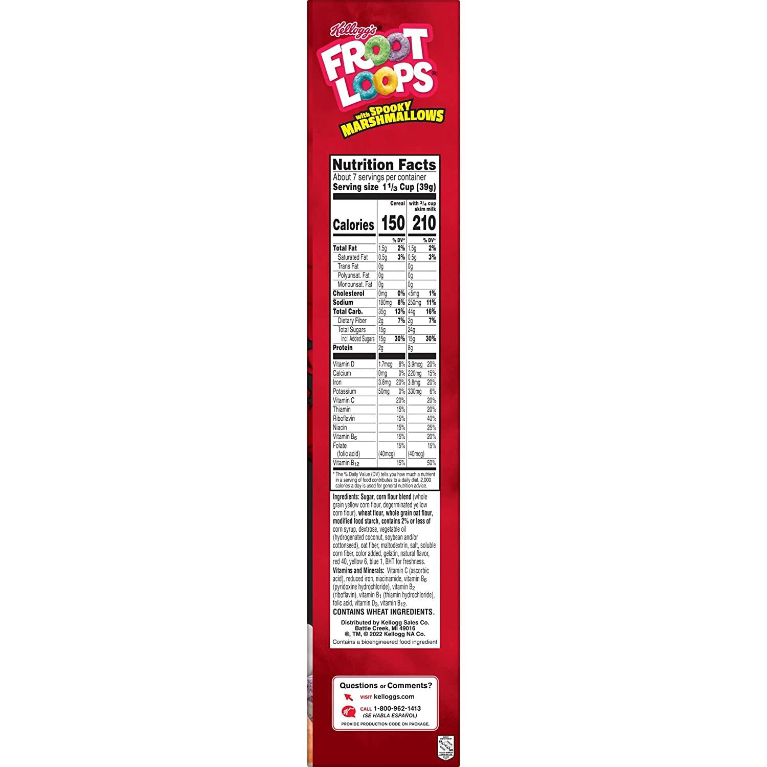 Kelloggs Froot Loops Breakfast Cereal with Marshmallows Fruit Flavored ...