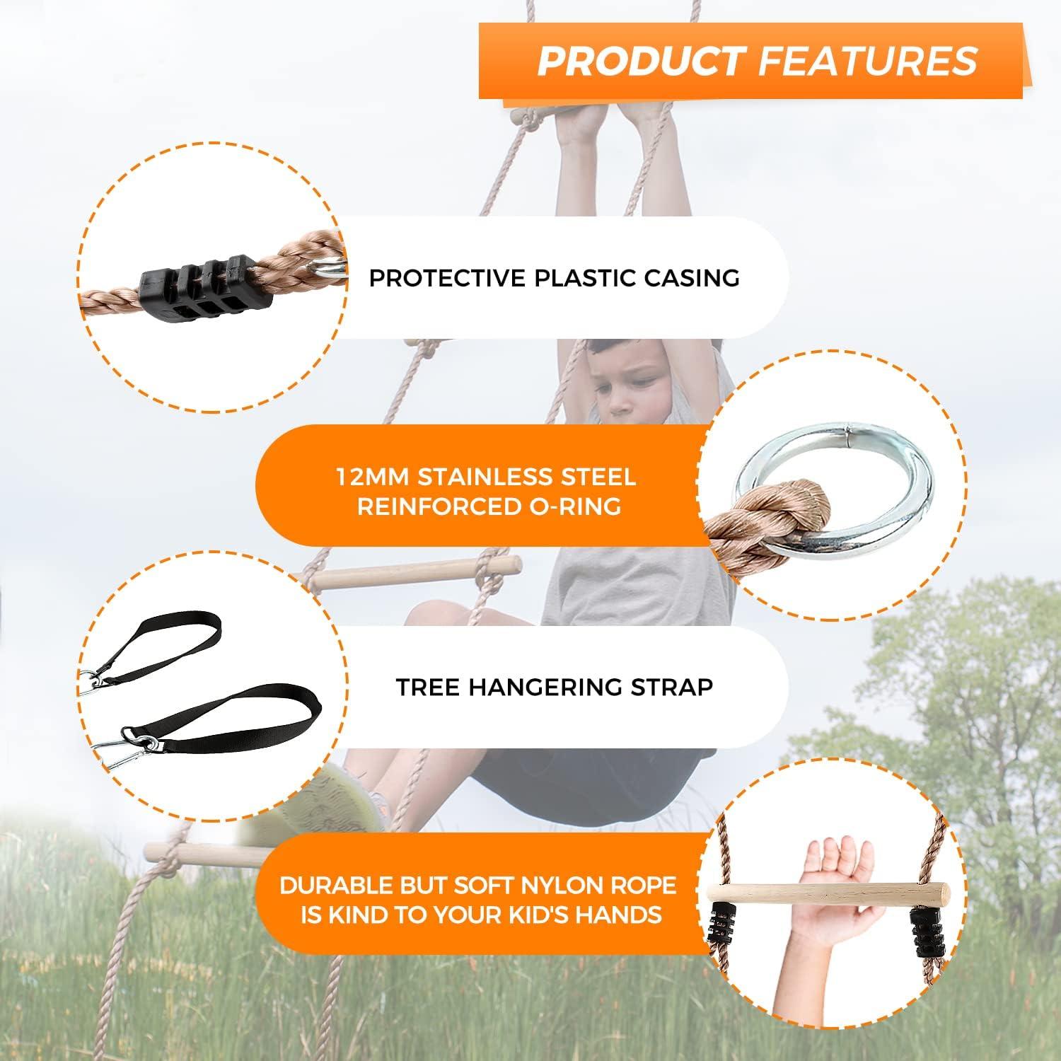 Autofonder 6.6Ft Nylon Rope Ladder for Kids Outdoor Treehouse Ninja ...