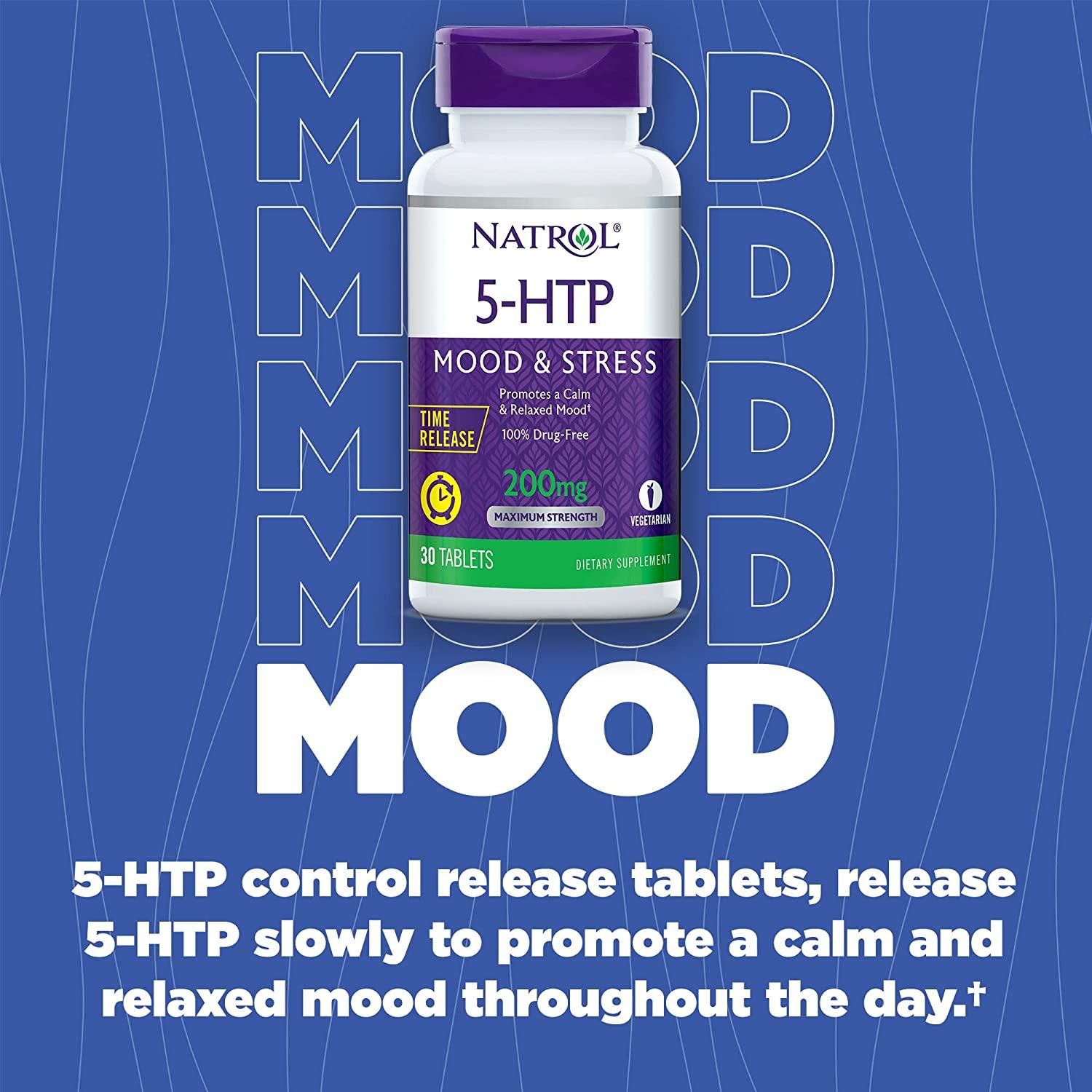 Natrol 5-HTP Time Release Tablets - Promotes Calm Mood & Serotonin ...