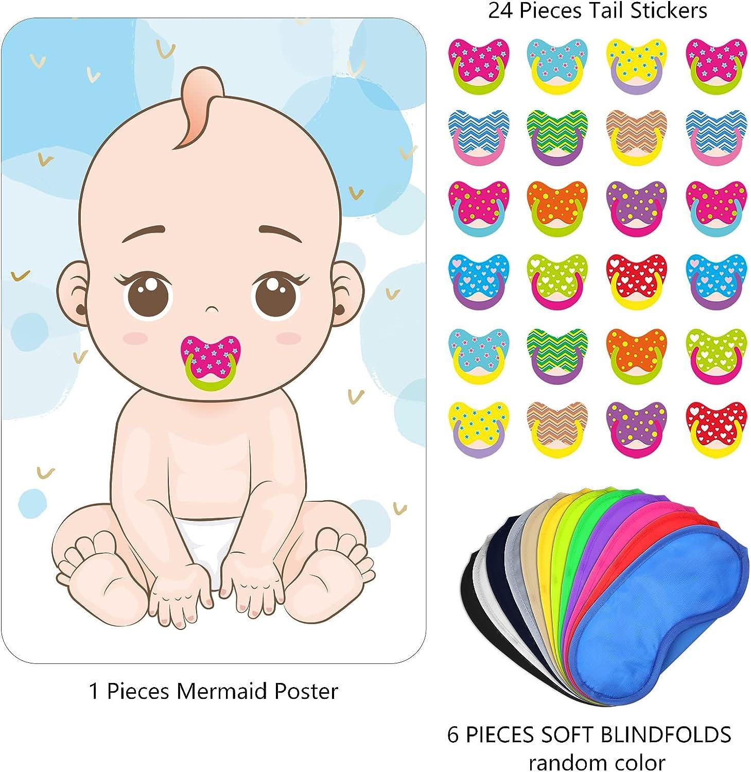 Pin the Pacifiers Game Poster with Extra Pacifiers and Eye Masks for ...