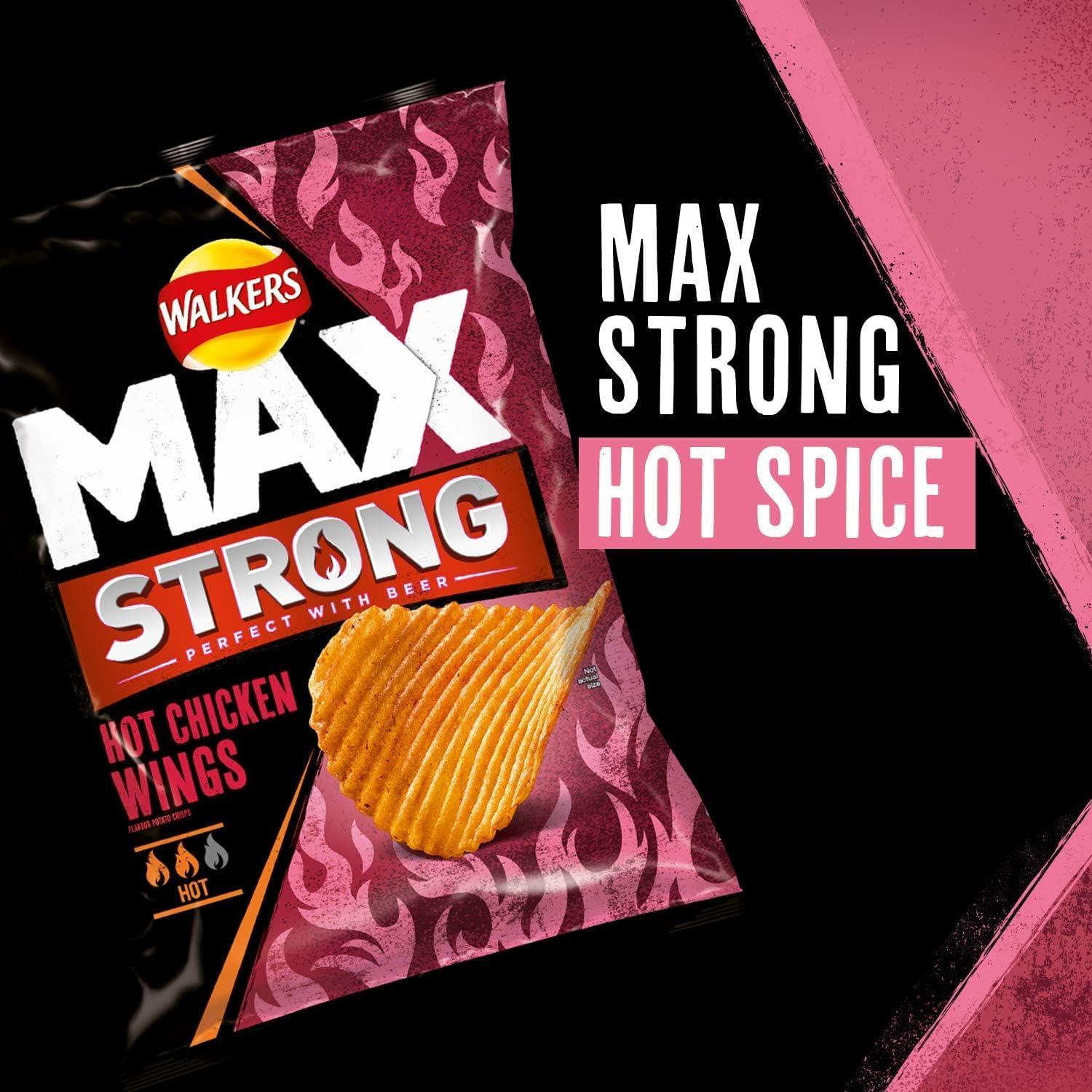 Walkers Max Strong Hot Chicken Wings Crisps 9 x 140g Bags | Buy Now ...