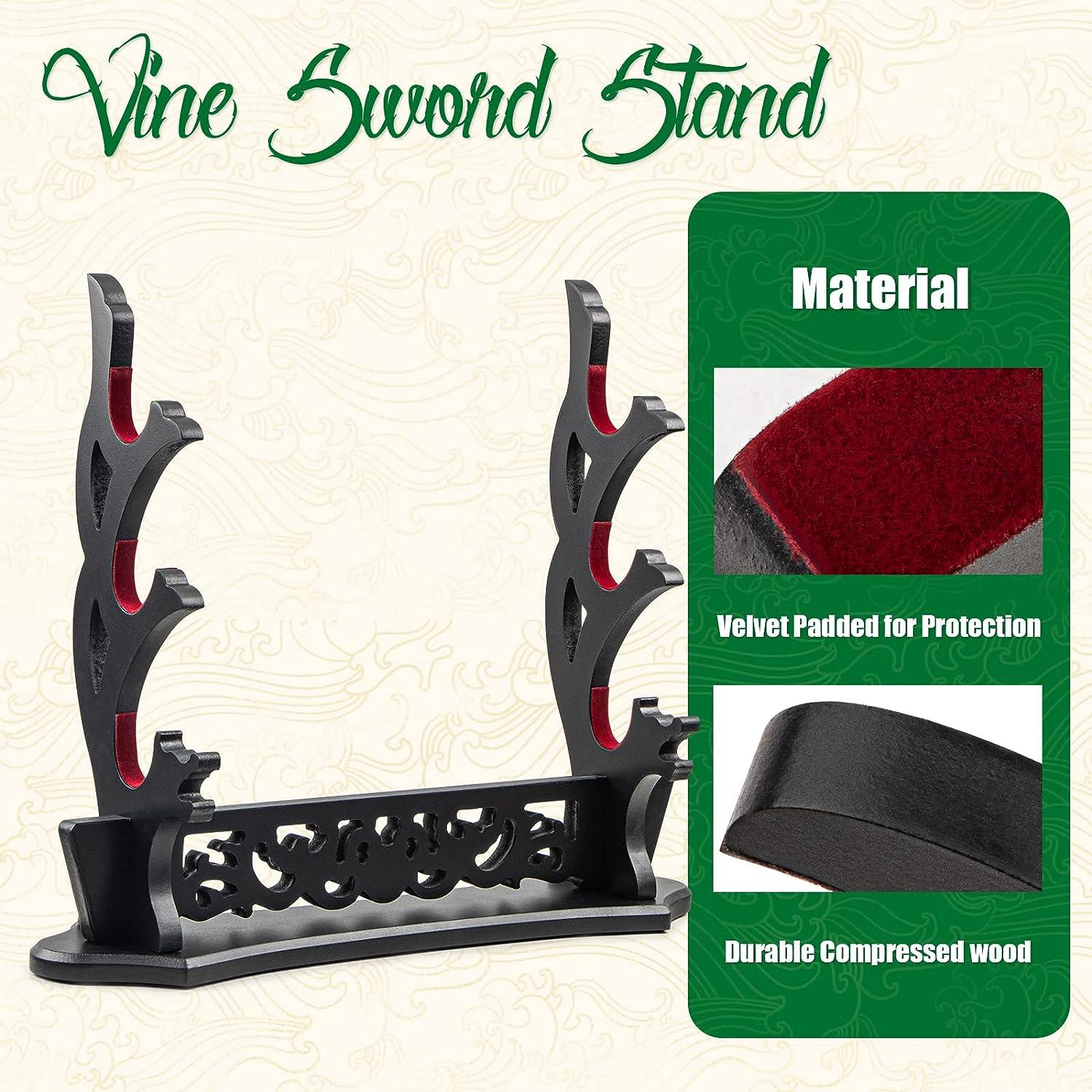 Ekkhysis 3-Tier Padded Hook Sword Stand for Katana, Rapier, Samurai ...