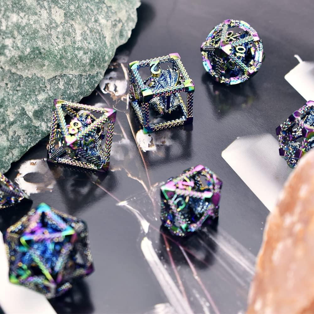 RULE DICE Metal DND Dice Set 7pcs Captive Magic Dragon Metal Dice Set ...