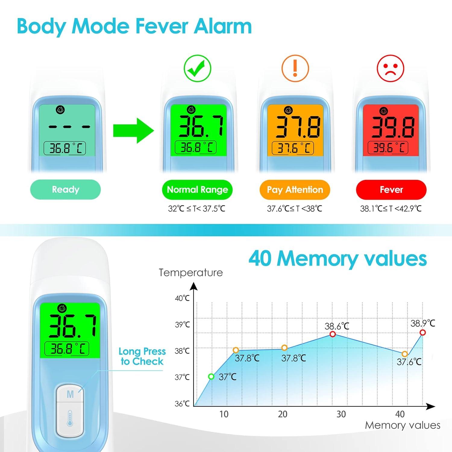 KKmier Ear Forehead Thermometer | No Contact Digital 4-in-1 Infrared ...