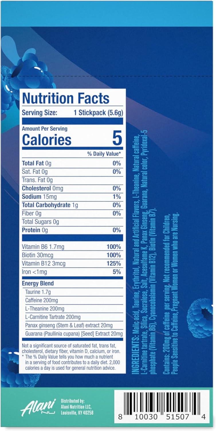 Alani Nu Energy Stick Packets - Breezeberry Flavor, 10 Sticks - 200mg ...