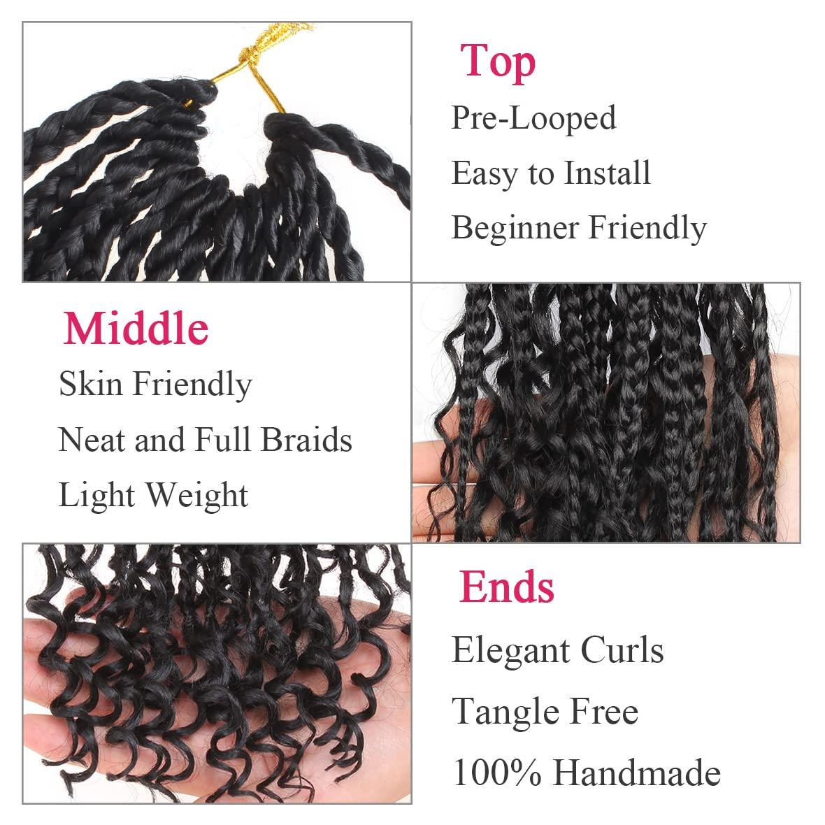 14 Inch Boho Box Braids - Pre-Looped Synthetic Crochet Hair Extensions ...