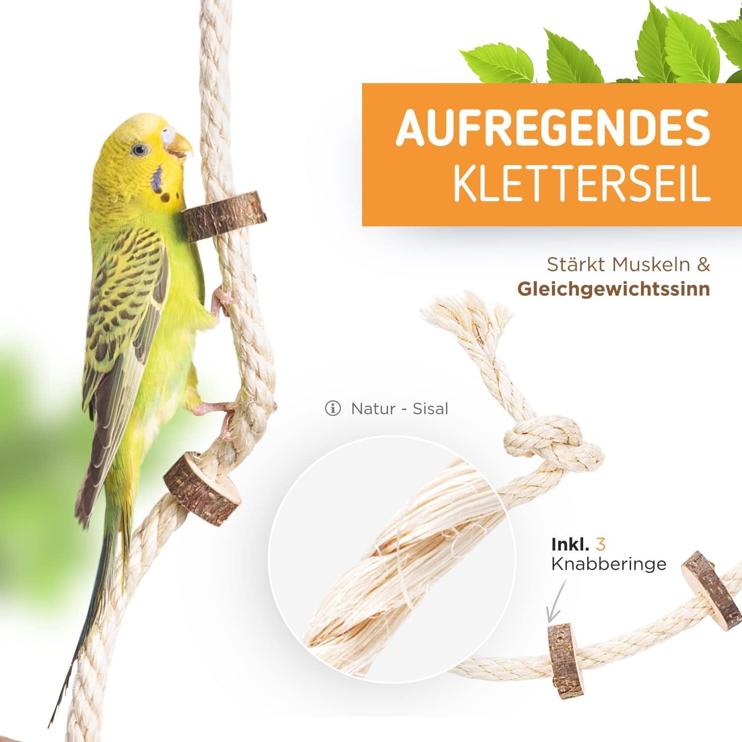 Exciting Climbing Rope for Birds - 3 Sliding Natural Wood Seat Rods for ...