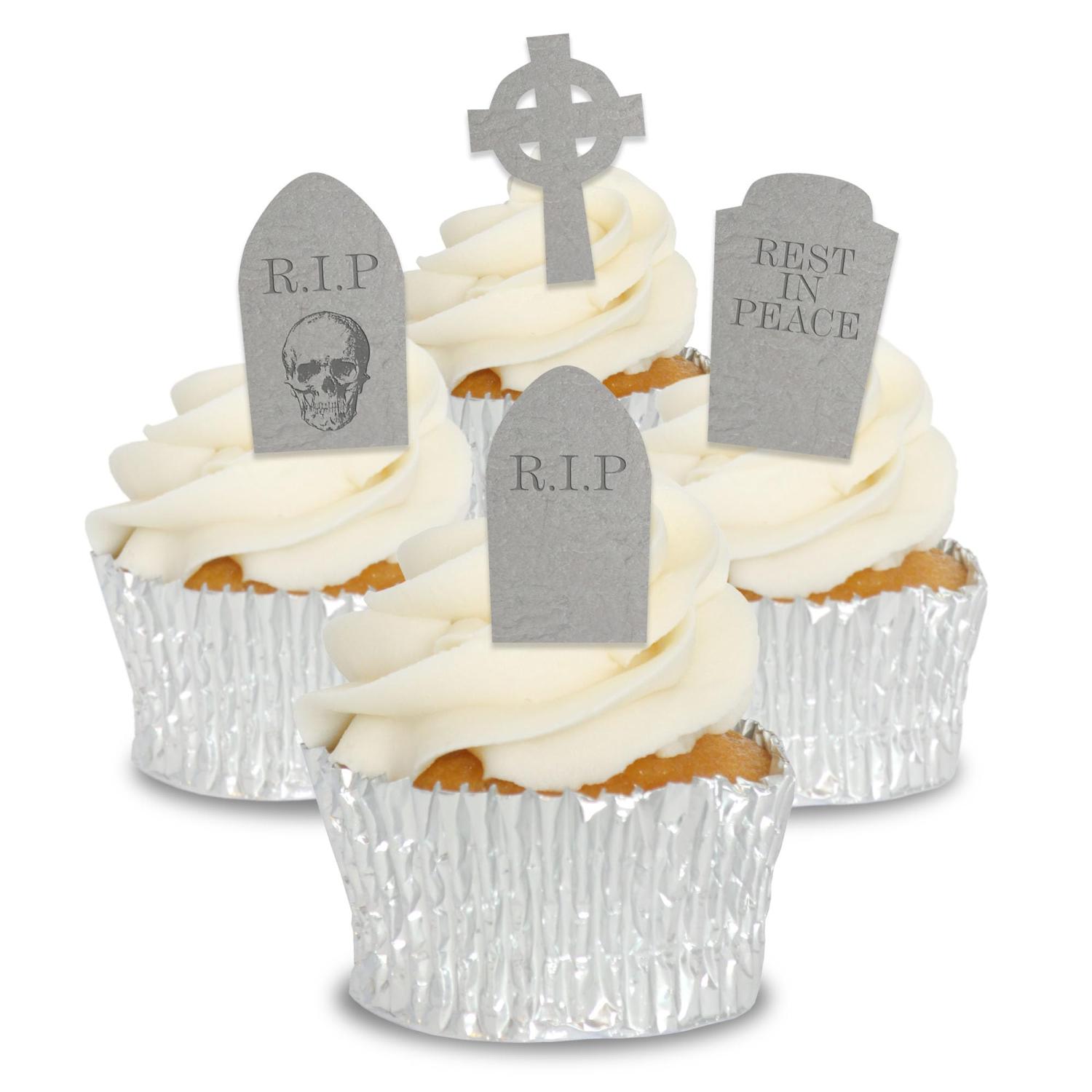 Edible Wafer Gravestone Pre-Cut Cupcake Toppers - 24pc | Buy Now with ...
