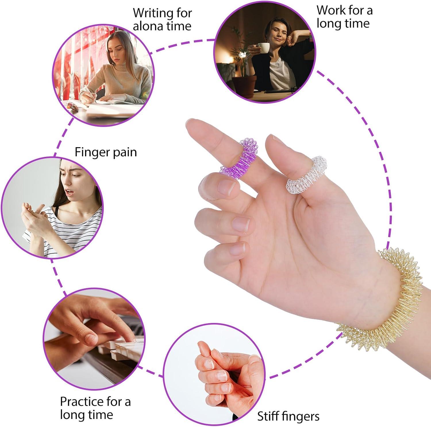 10-Piece Acupressure Massage Ring Set | Finger & Wrist Massage Rings ...