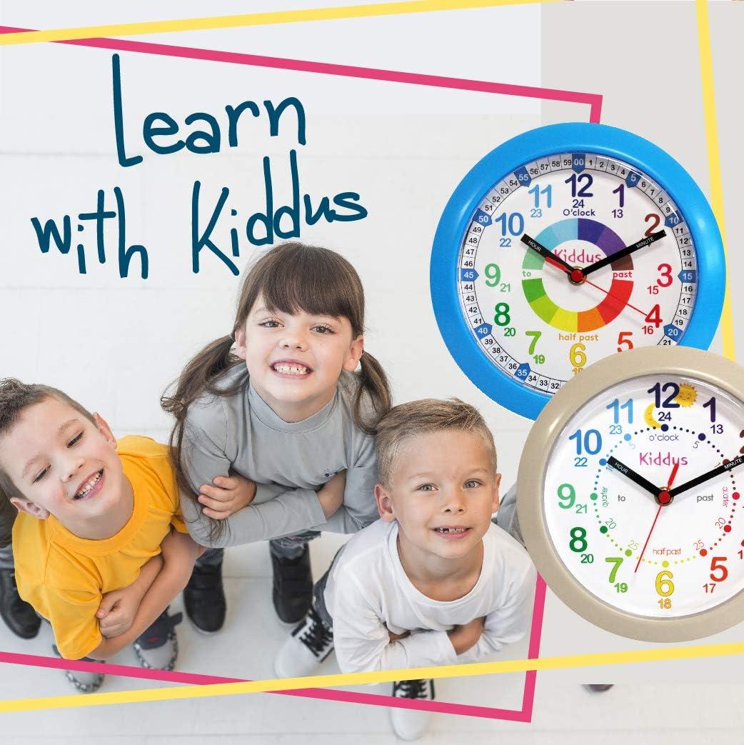 Kiddus Children's Wall Clock - Silent Analogue Time Teacher | Multi ...
