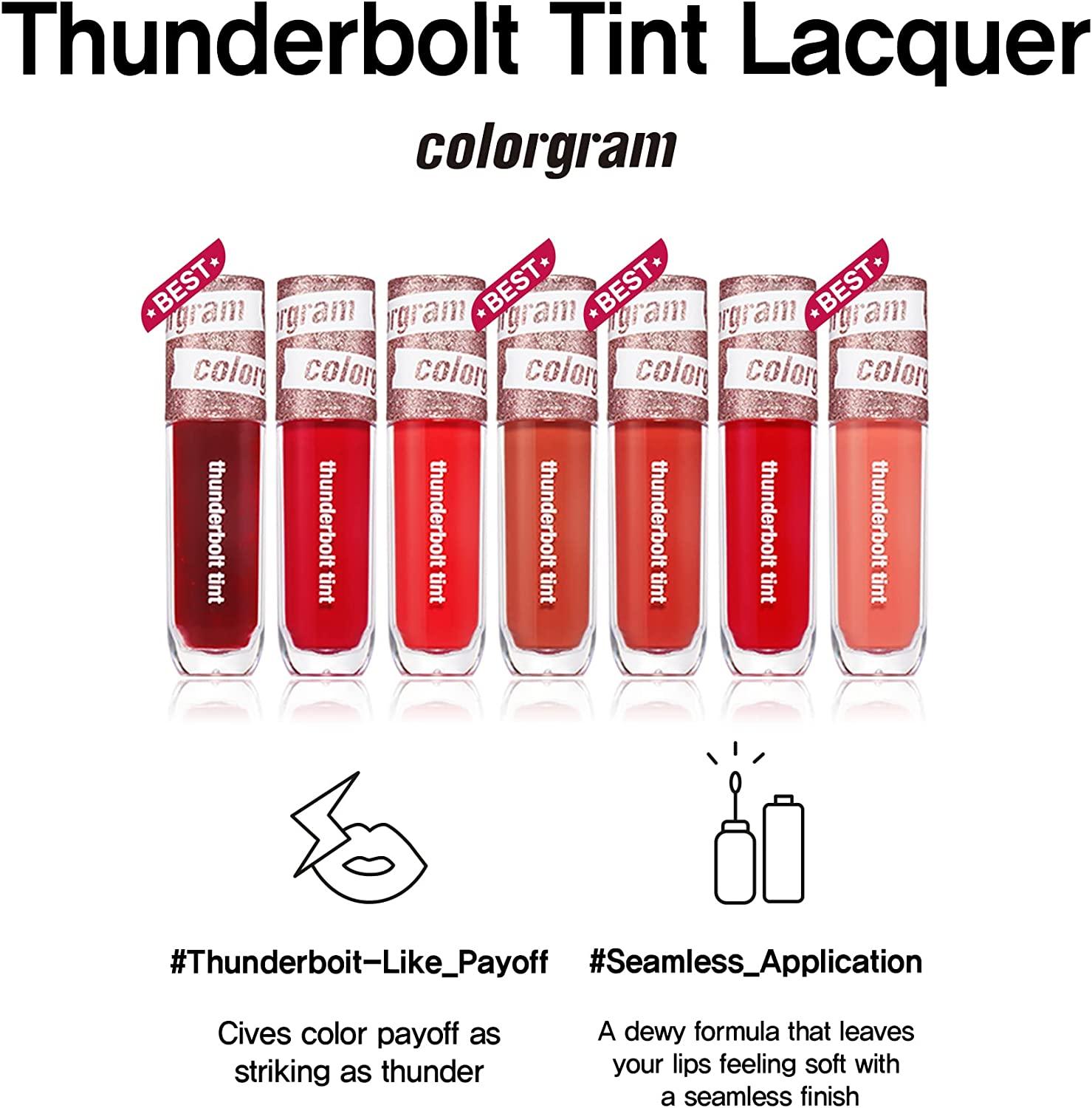COLORGRAM Thunderbolt Tint Lacquer - Glossy & Long-Lasting Lip Stain (0 ...