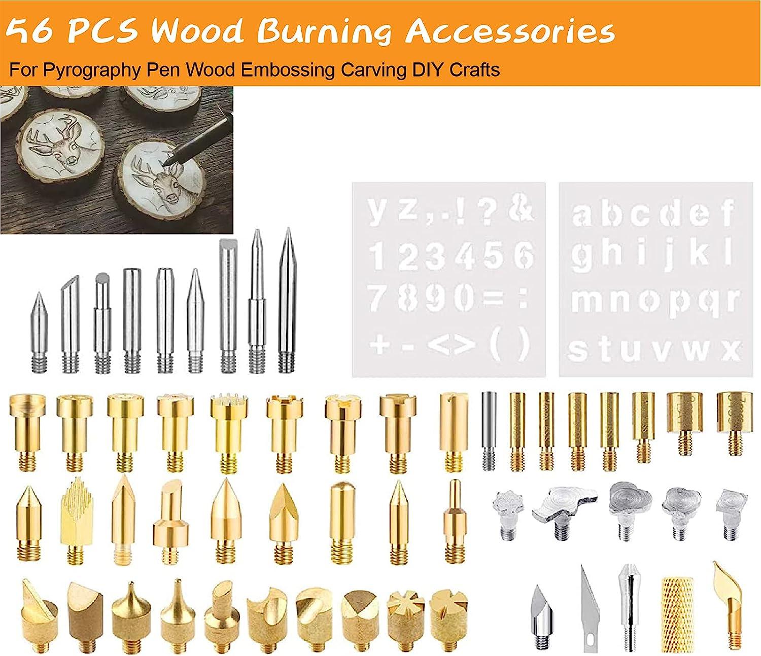 56-Piece Wood Burning Pyrography Pen Accessories Set for DIY Crafts ...