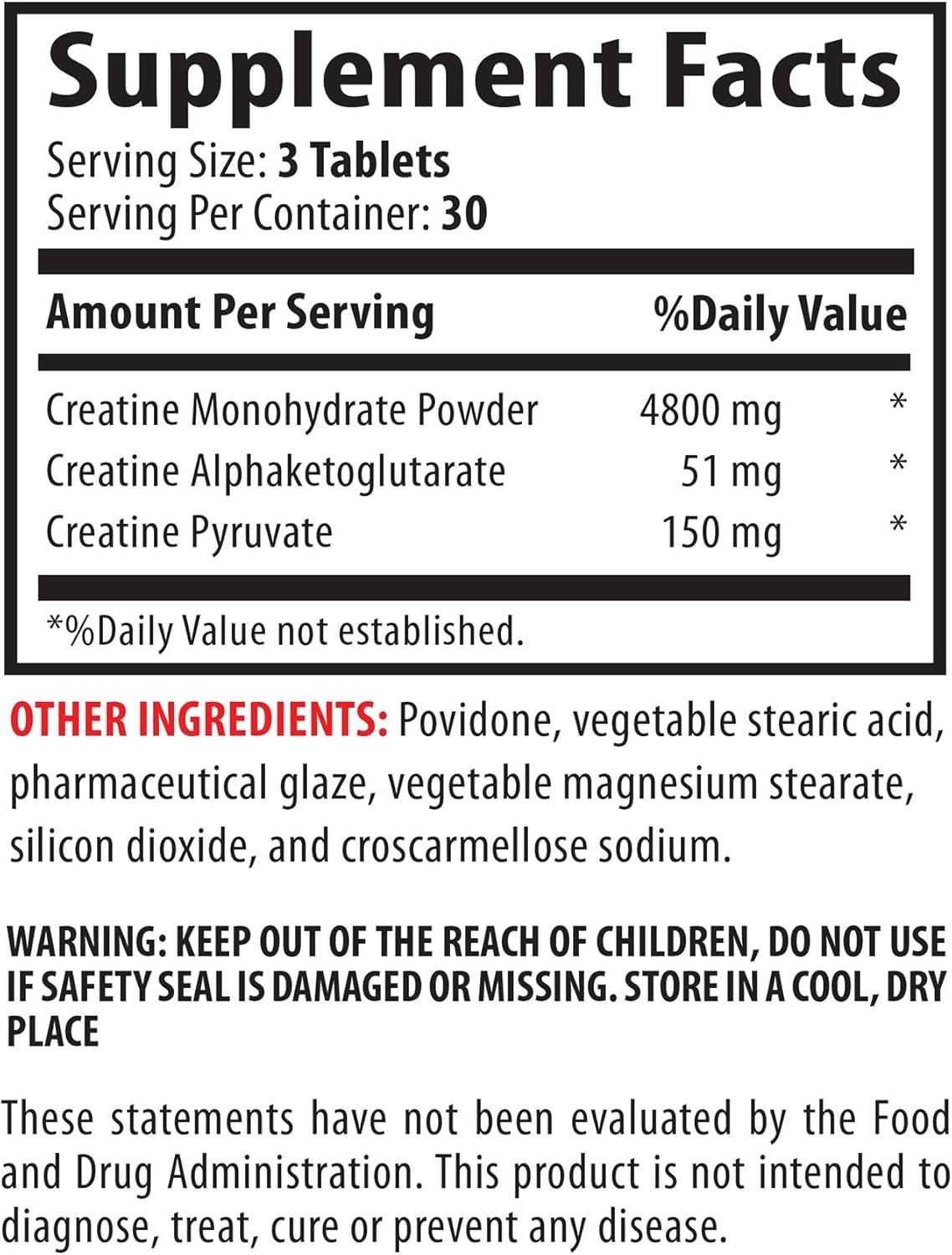Creatine Tri-Phase - Premium Muscle Gain Blend | 180 Tablets | For Men ...