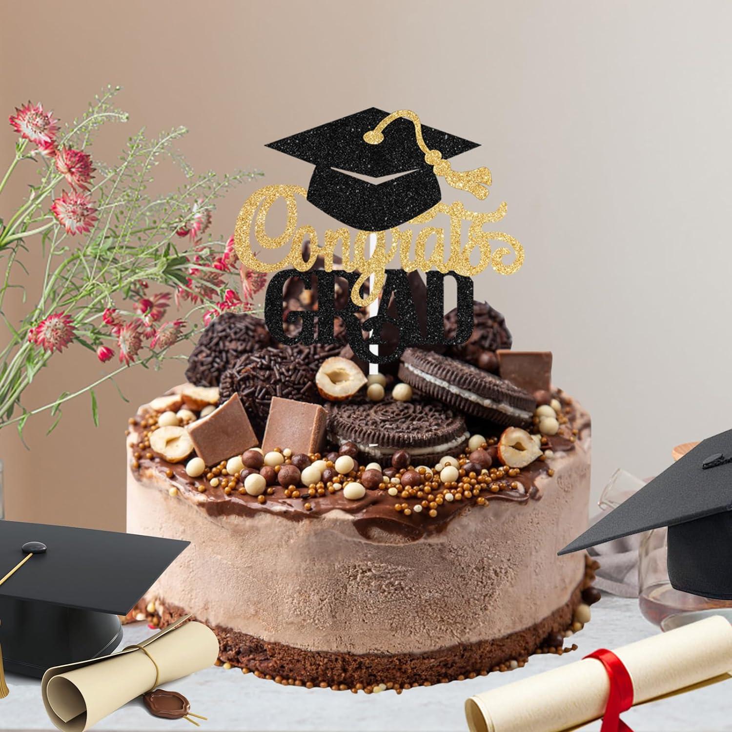 3Pcs Congrats Grad Graduation Cake Topper 2024 Class of 2024 Cake ...