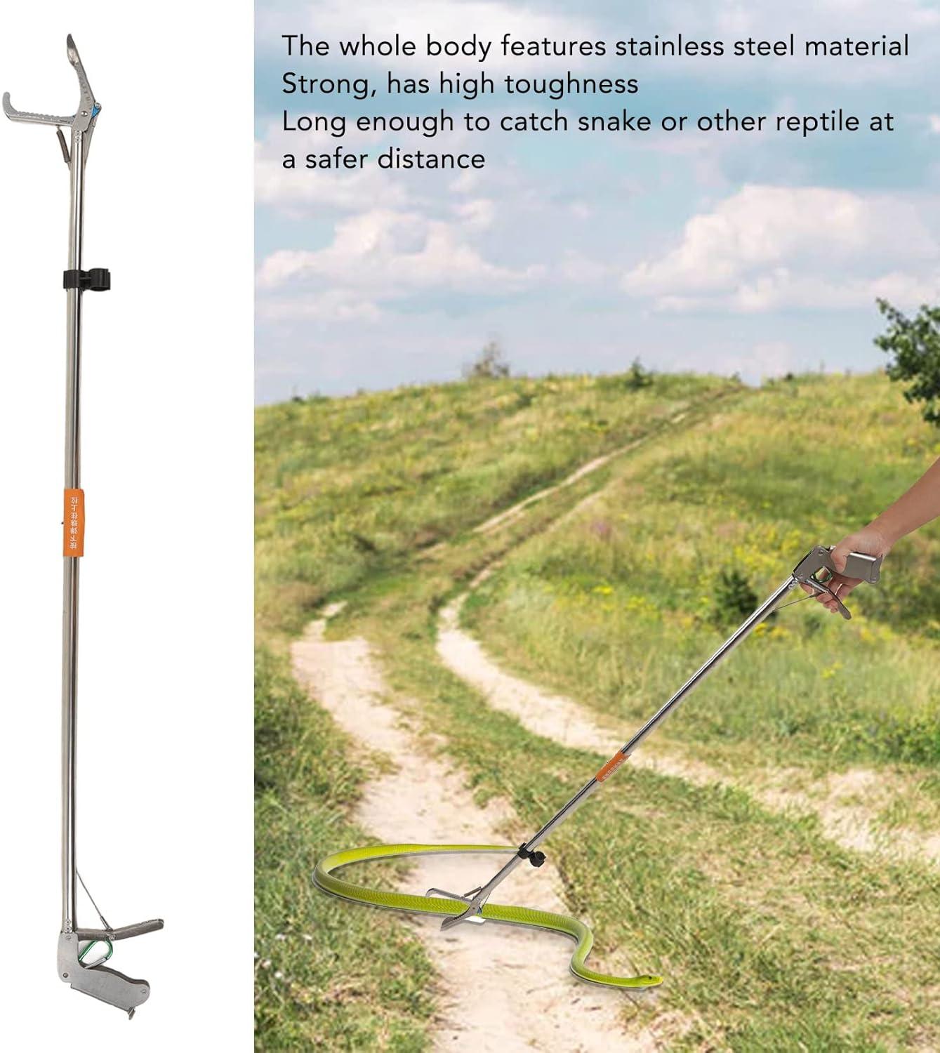 Mumusuki Stainless Steel Snake Tongs - Foldable Self-Lockable Grabbing ...