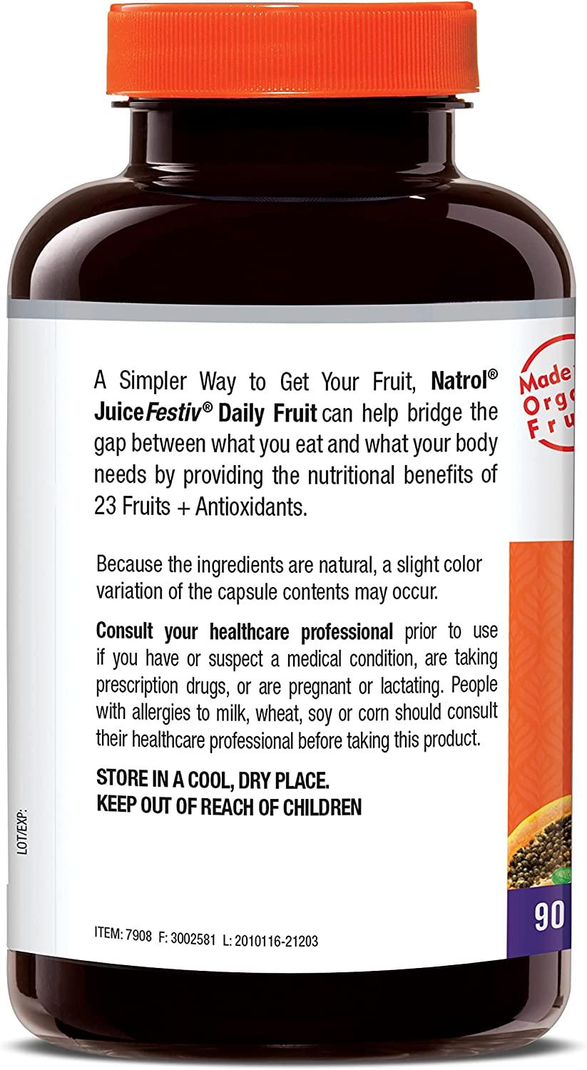 Natrol JuiceFestiv Daily Fruits & Veggies Capsules 180 Tablets with ...