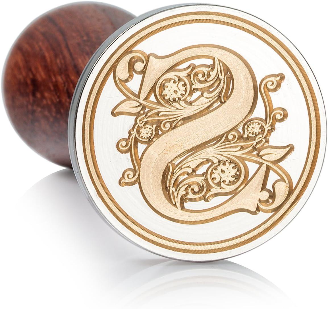 Mceal Wax Seal Stamp Large Seal 1 1/5(30mm) Dia Silver Brass Head with Wooden Handle Regal ...