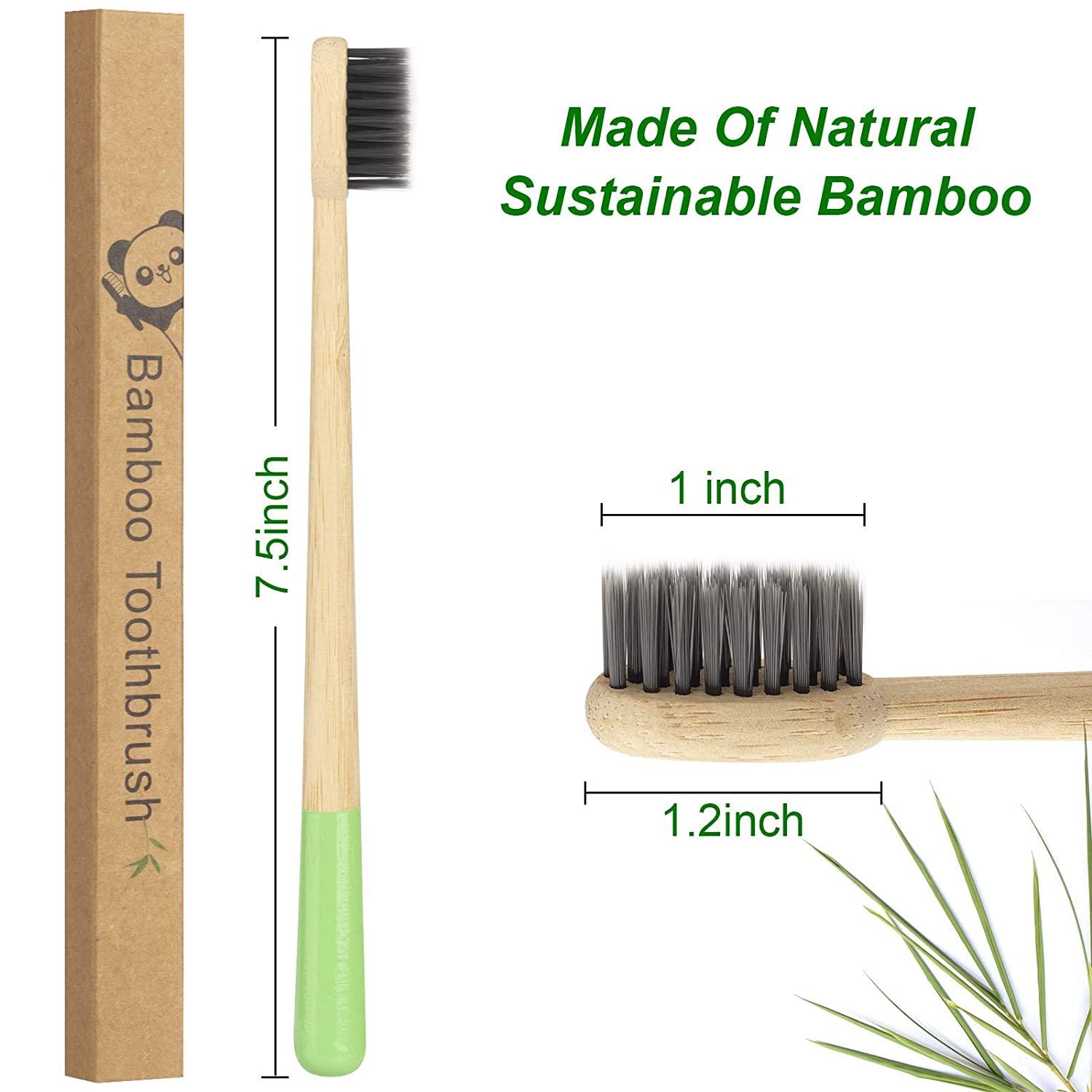 Biodegradable Bamboo Charcoal Toothbrushes - 6 Pack | Soft Bristle, Eco ...