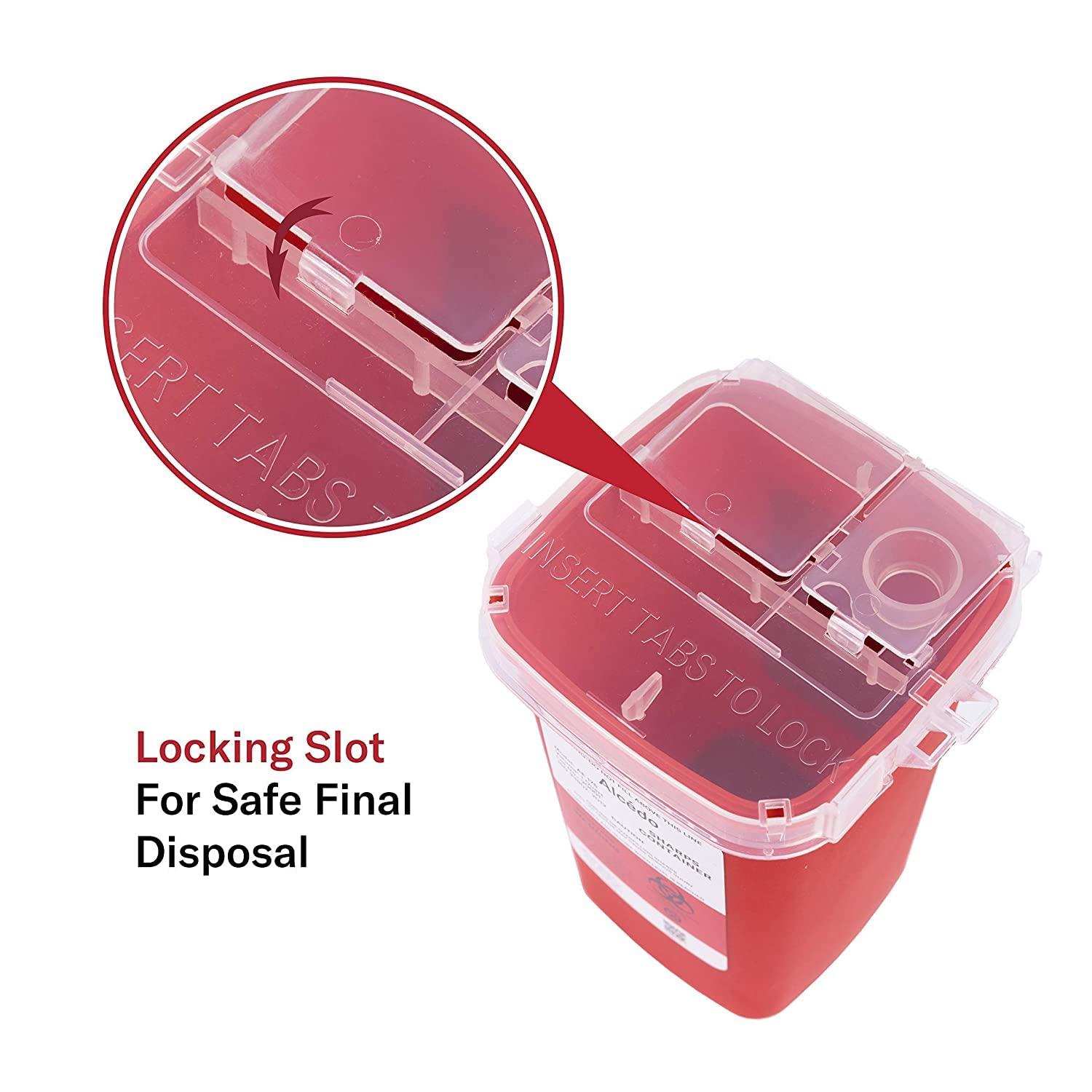 Alcedo Sharps Container - 1 Quart (5-Pack) | Biohazard Needle & Syringe ...