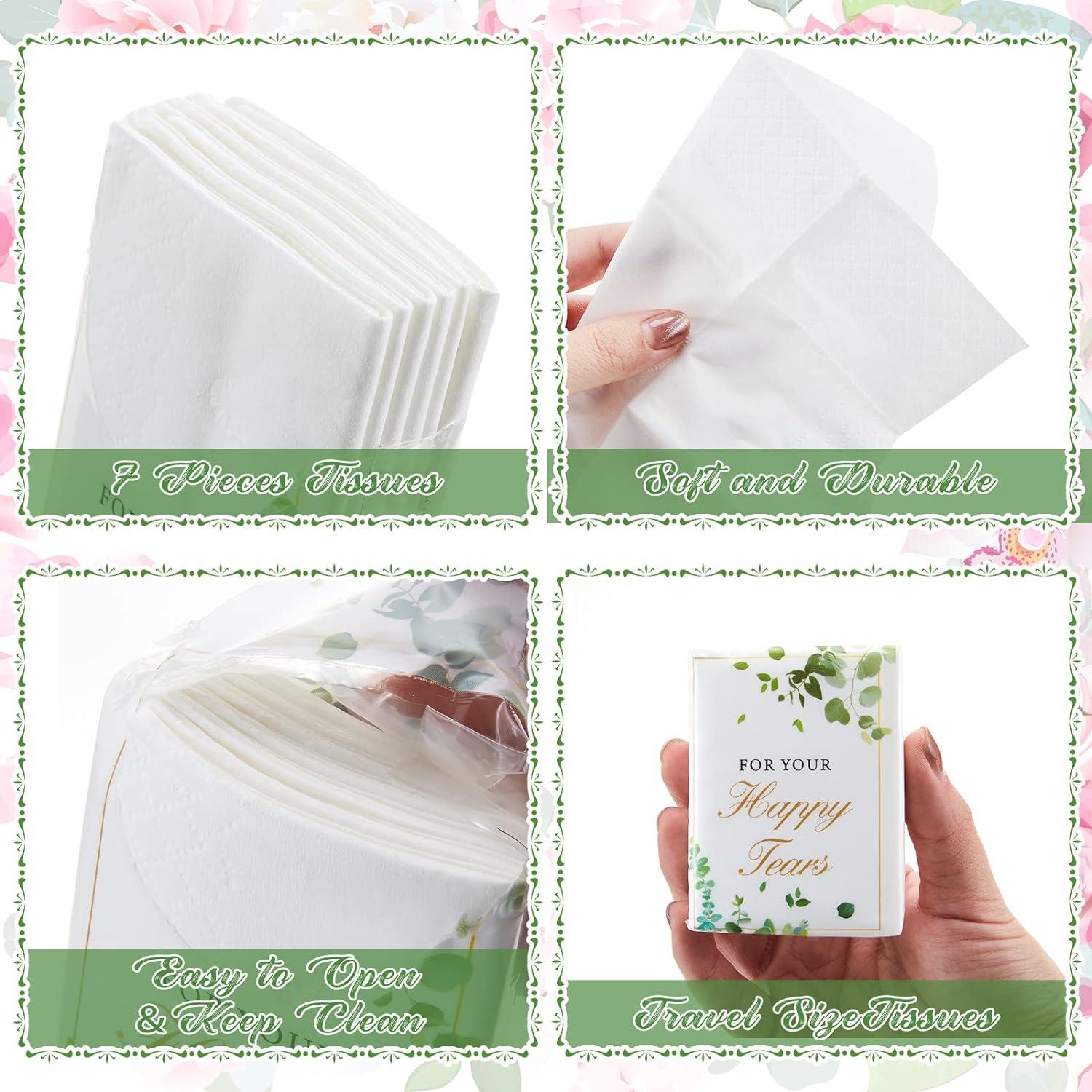 120 Pack Wedding Facial Tissues - Happy Tears Pocket Mini Tissues for ...