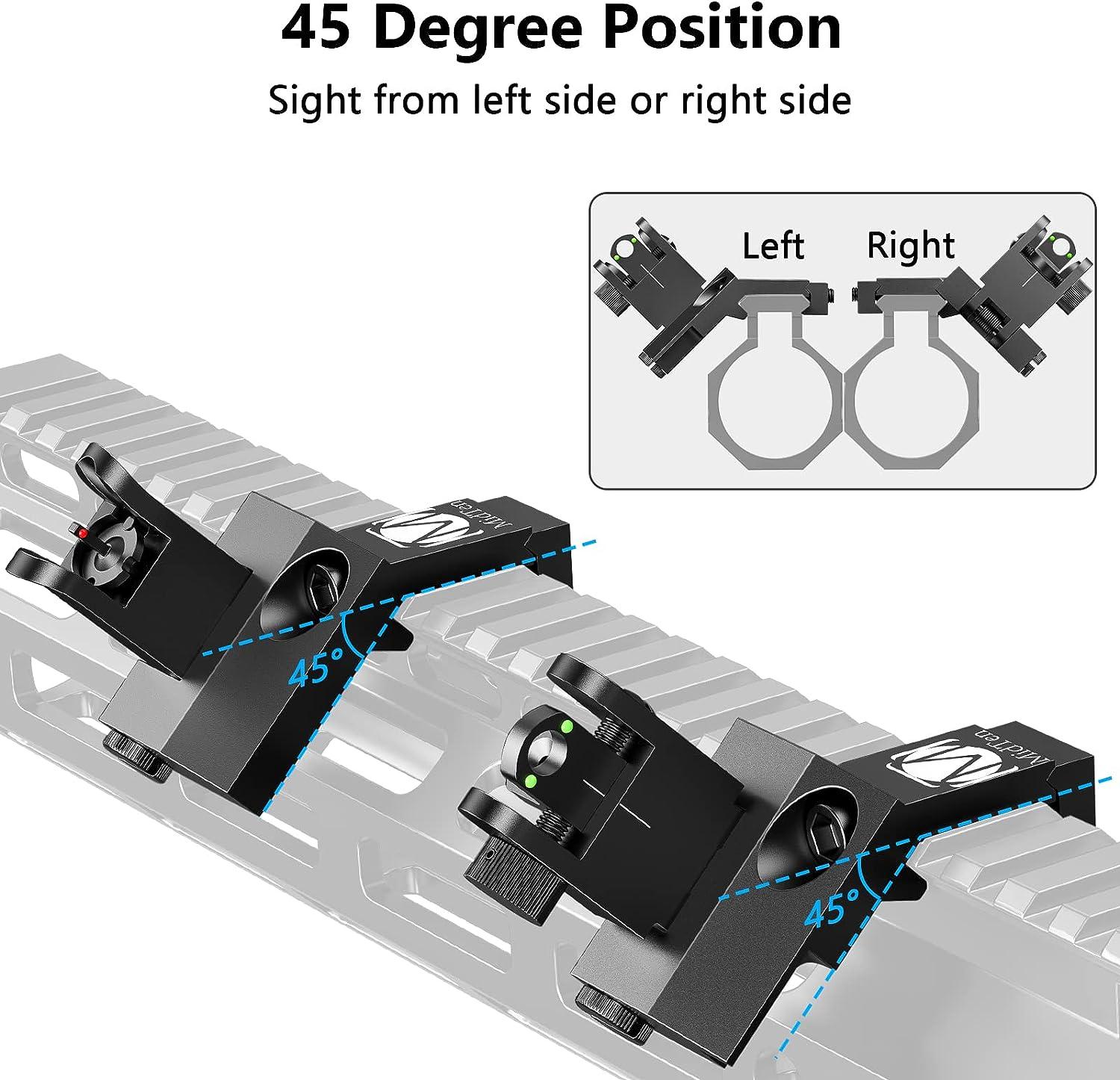 MidTen R2 45 Degree Offset Flip Up Iron Sight Set for Picatinny Rail ...