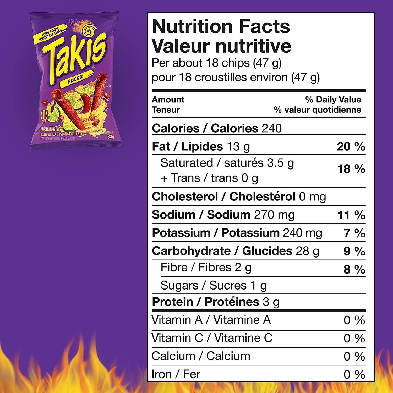 Takis Fuego Spicy Chili Pepper and Lime Rolled Tortilla Chips - Crisp ...