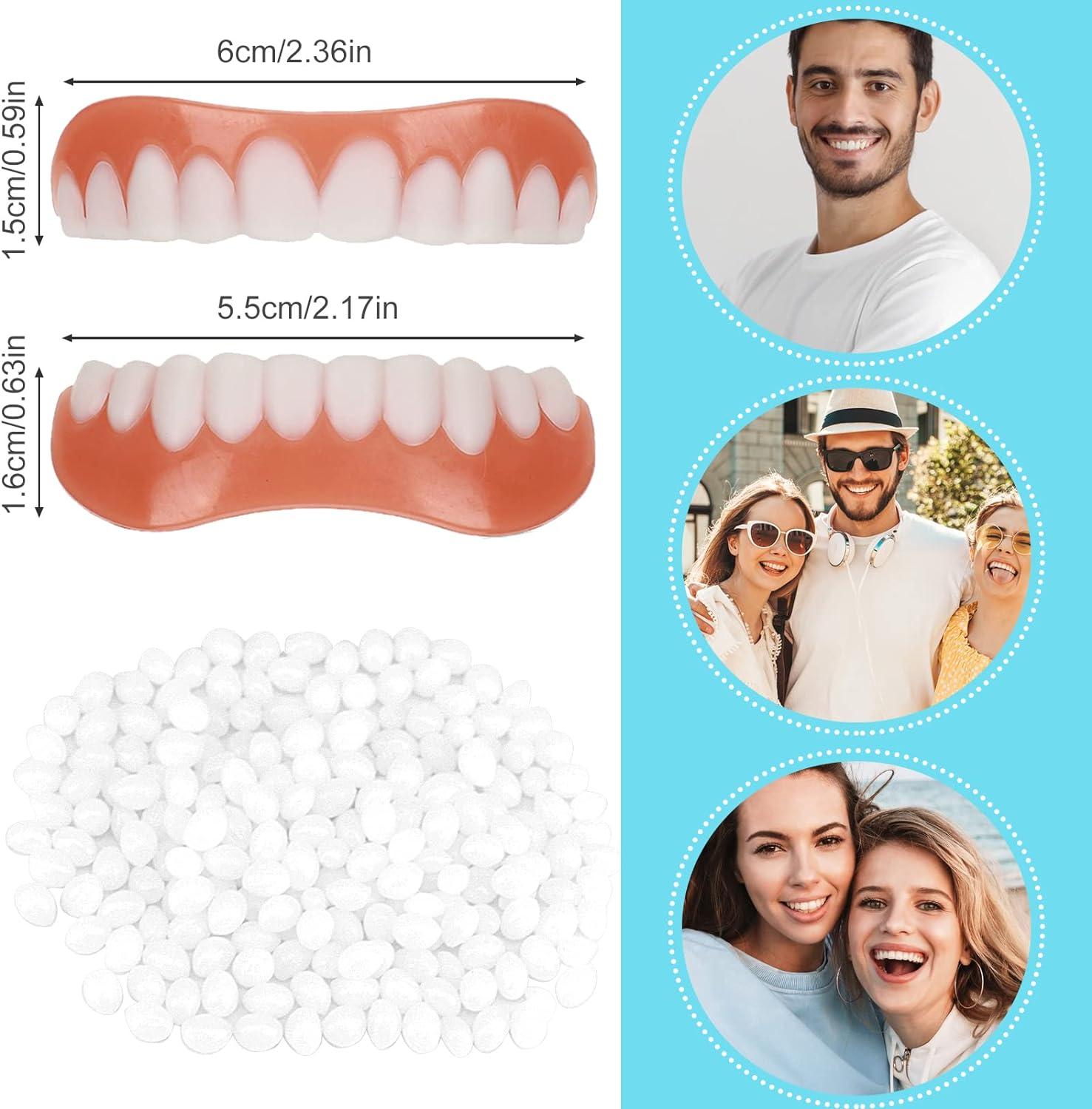Instant Smile Veneers - 1 Pair False Teeth Top and Bottom Set for Men ...