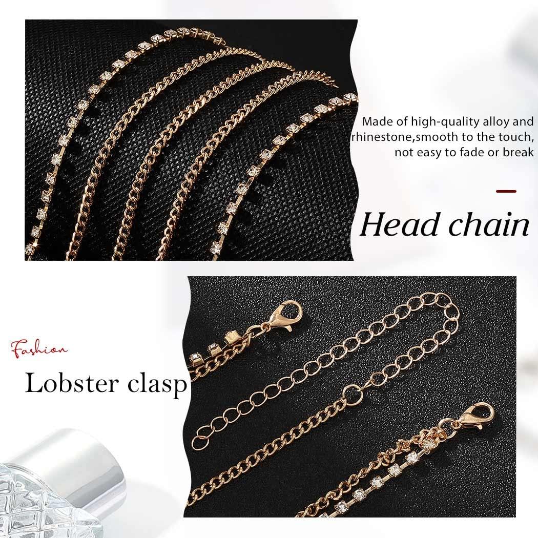 Brinie Boho Rhinestone Gold Head Chain Jewelry for Women - Wedding ...