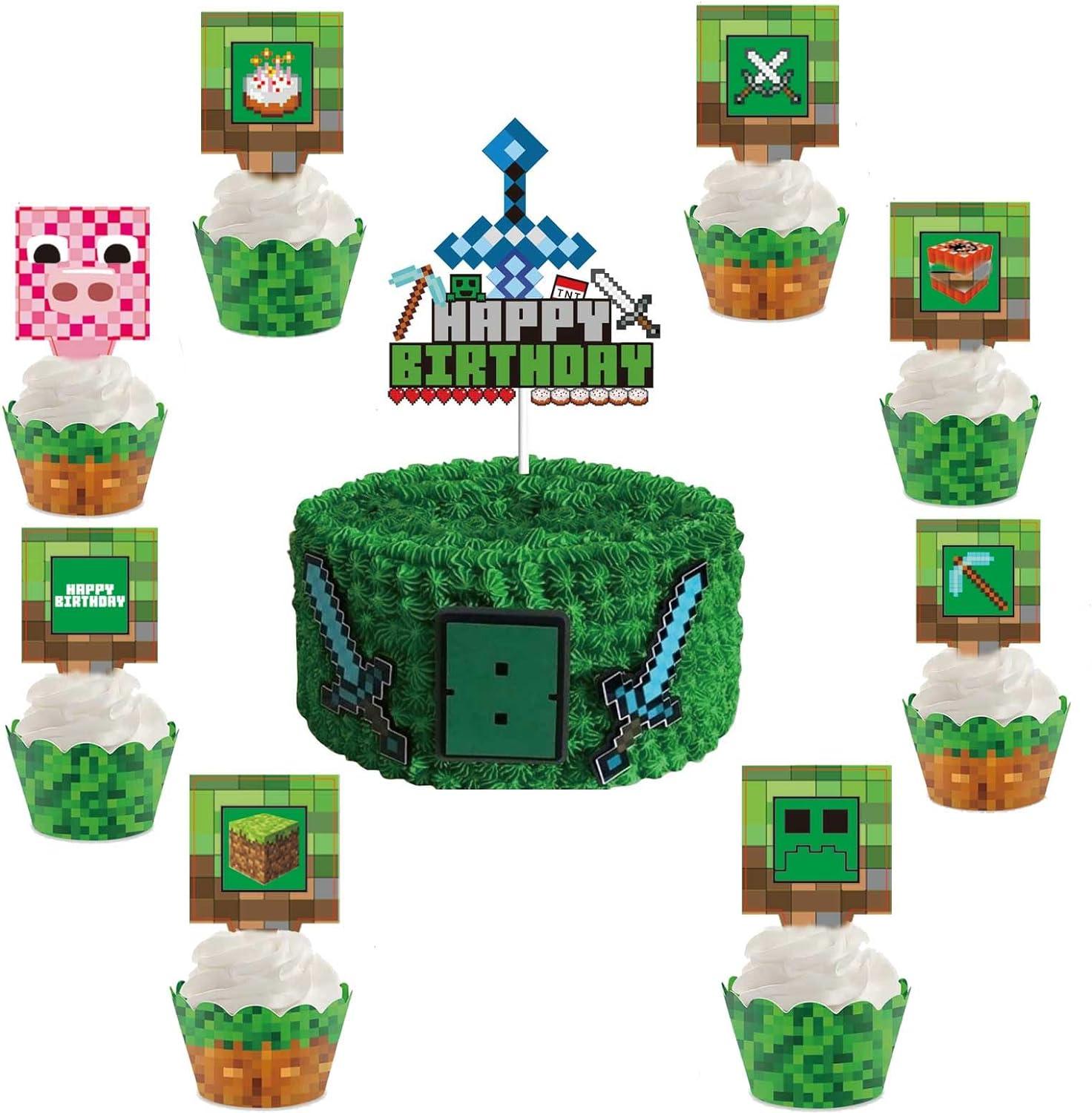 25PCS Video Game Cake Topper Mining Theme Happy Birthday Cake ...