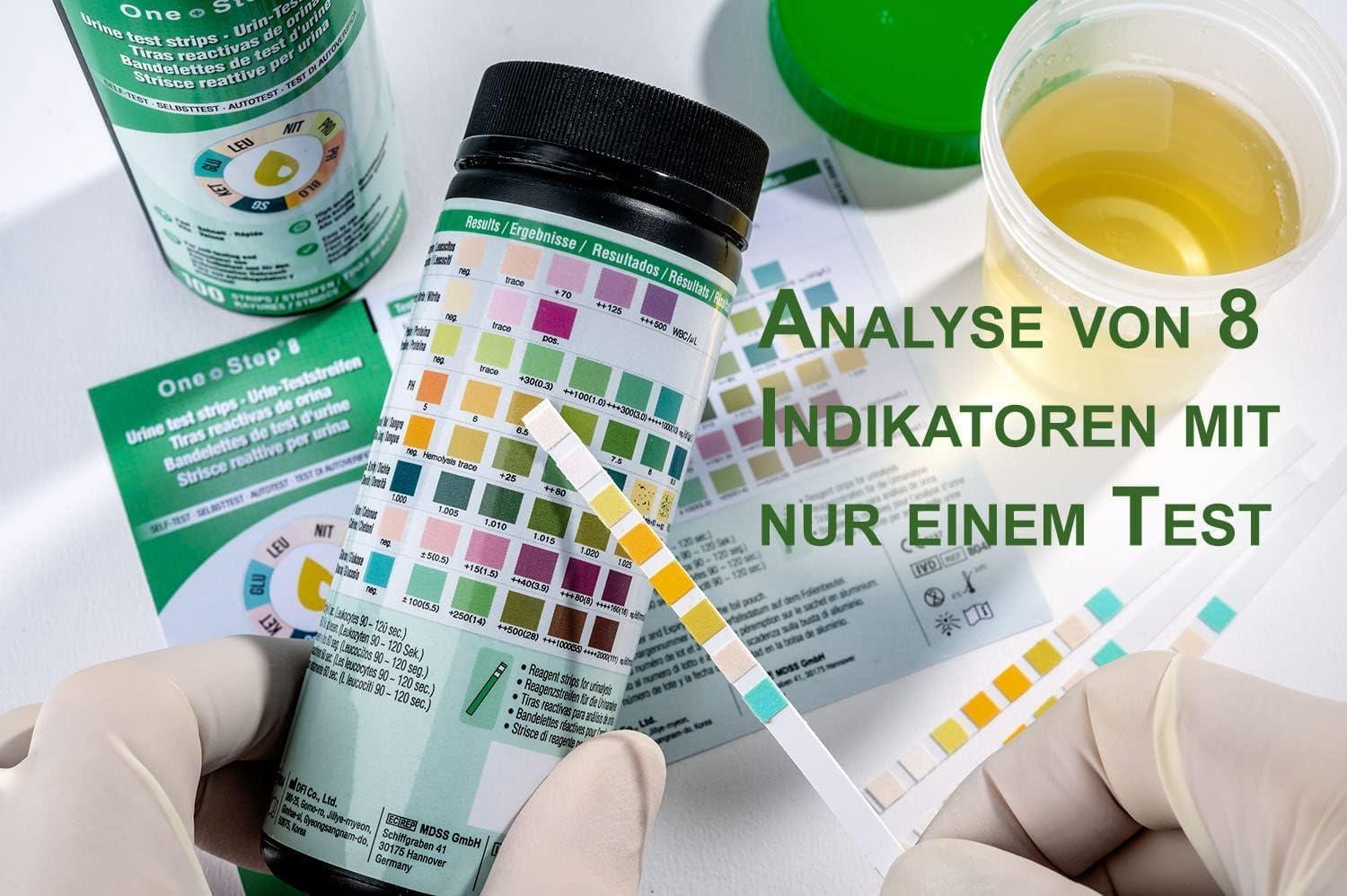 100 Pieces One-Step Urine Test Strips - 8 Indicators for UTI & Urine ...