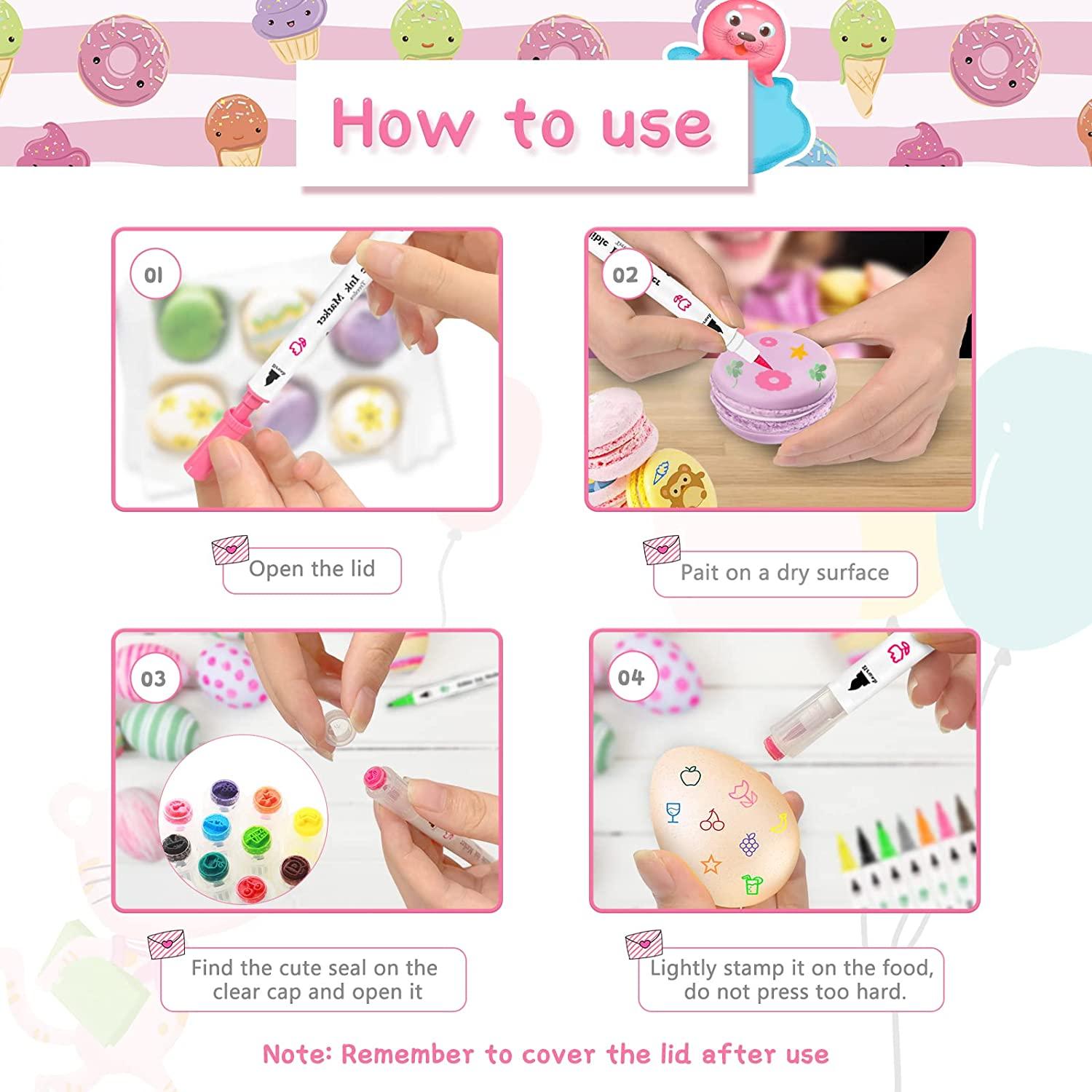 12 Colors Double Sided Edible Markers - Food Grade Pens for Decorating ...