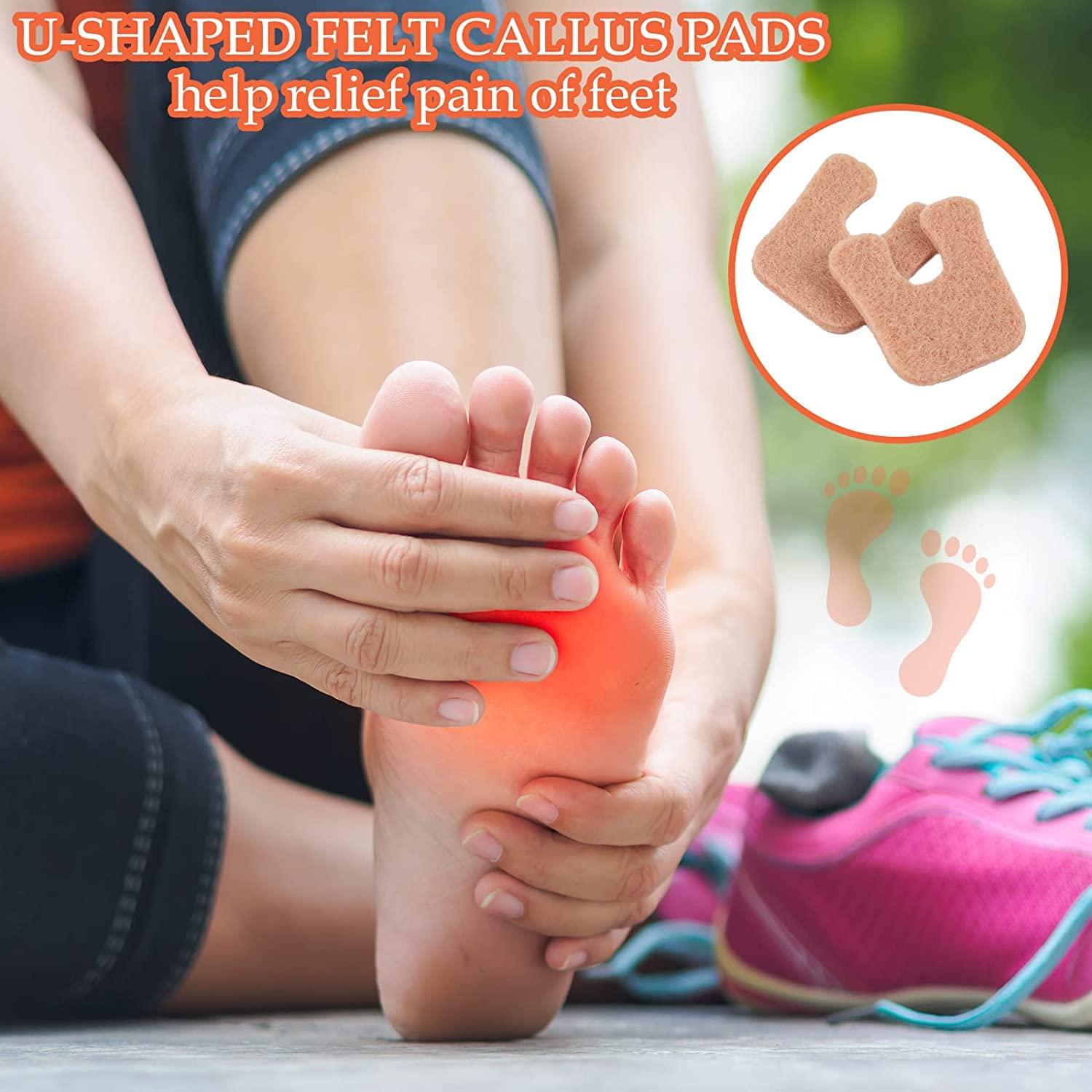 10 Pairs U-Shaped Felt Callus Pads - Self-Adhesive Foot Cushions for ...