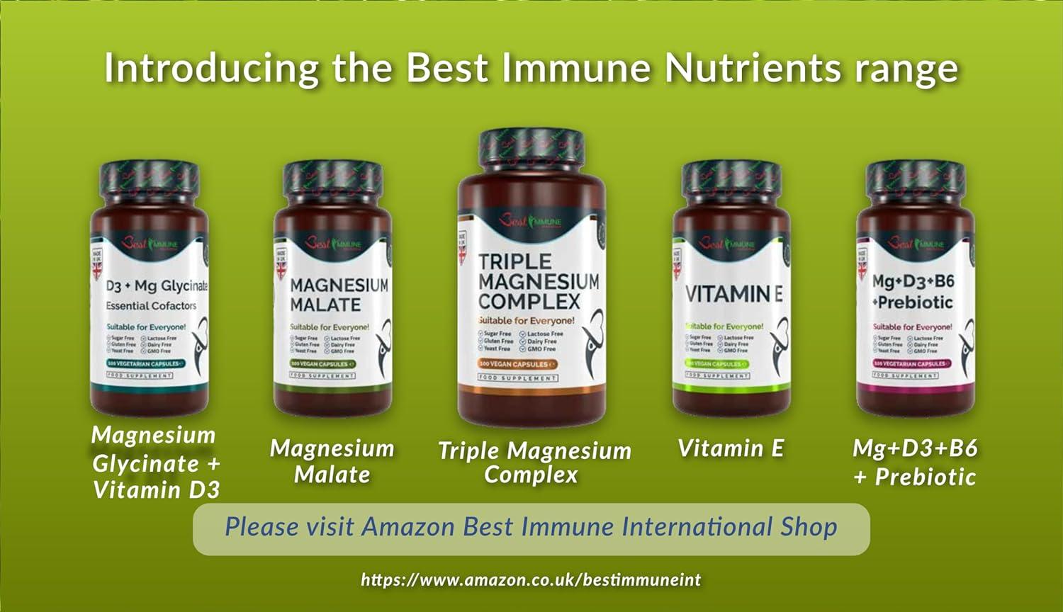 Premium Natural Magnesium Glycinate 500mg - 100 Vegan Capsules ...