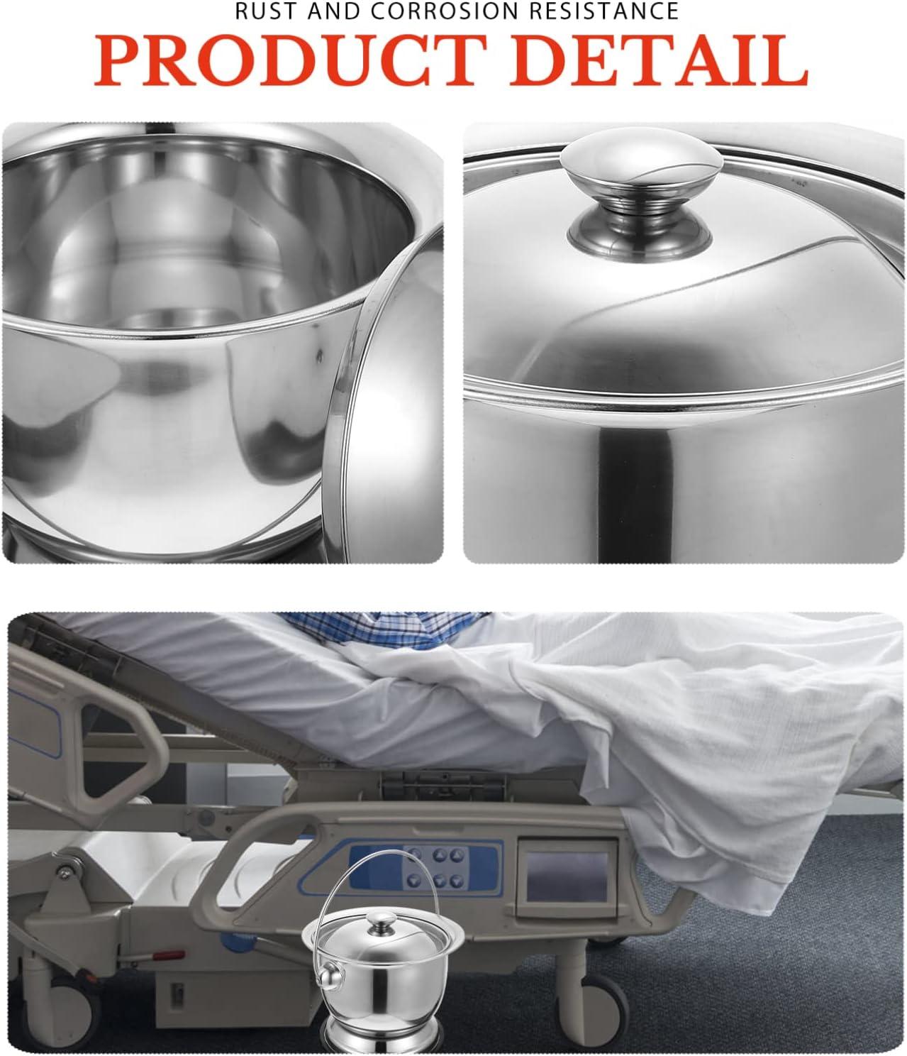Stainless Steel Chamber Pot with Lid - Portable Urine Potty for Elderly ...