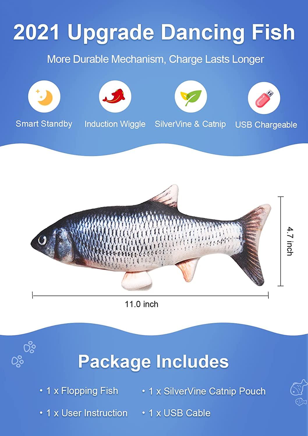 Potaroma Floppy Fish Cat Toy 2021 Upgraded | SilverVine & Catnip ...