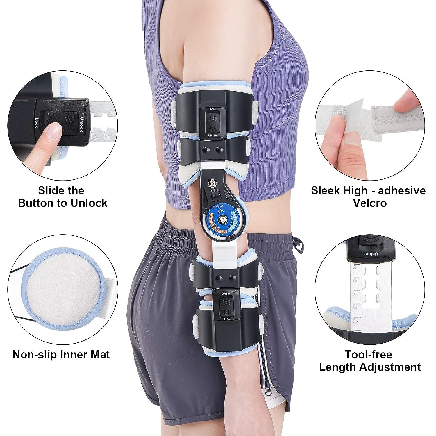 RISURRY Hinged Elbow Brace with Shoulder Sling | Adjustable Post OP ...