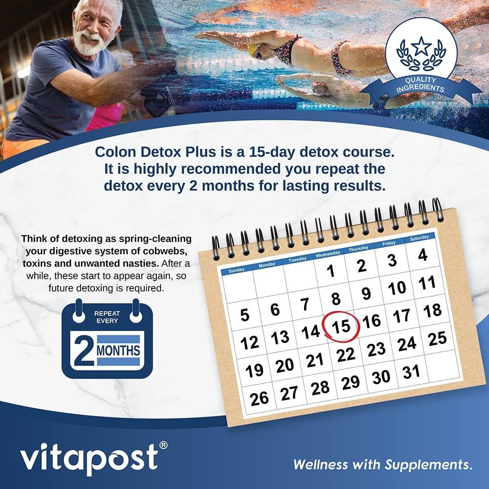 VitaPost Colon Detox Plus: 15 Day Course with Psyllium Husk, Aloe Vera ...