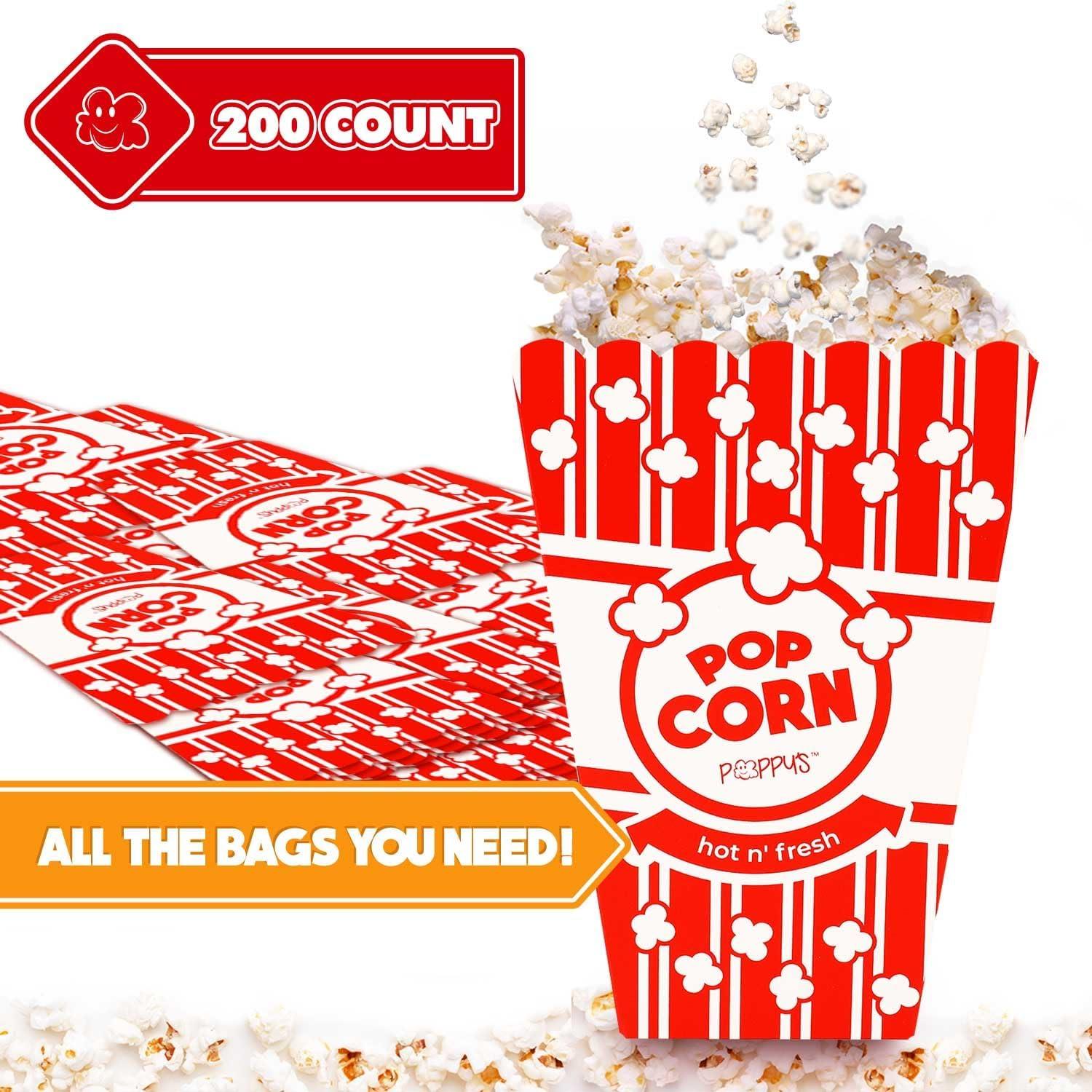 Poppy's Large Popcorn Boxes 200 Pack 46 Oz Concession-Grade Popcorn ...