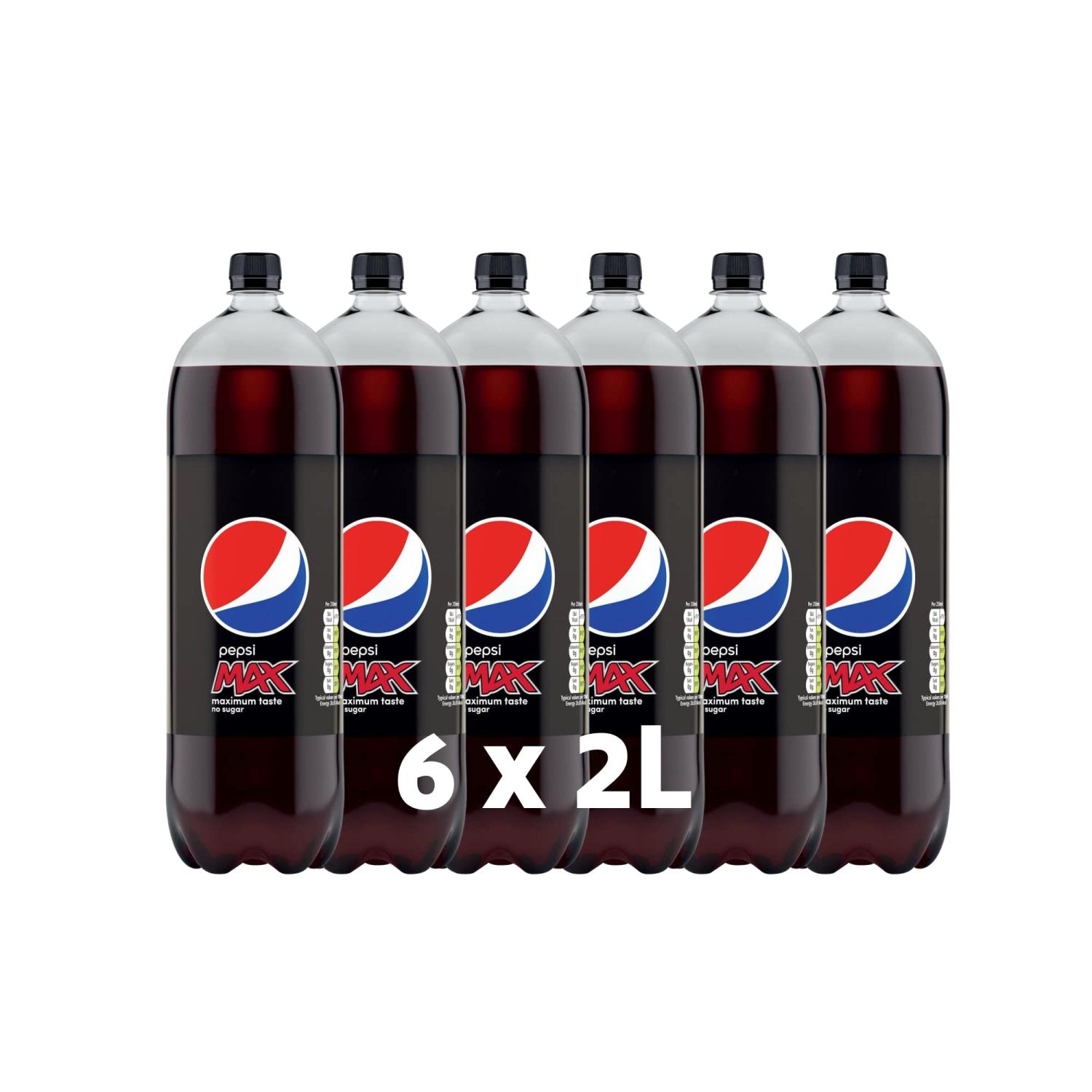 Pepsi Max No Sugar Cola 2L x 6 | Buy Now with Express International Delivery | GoSupps.com