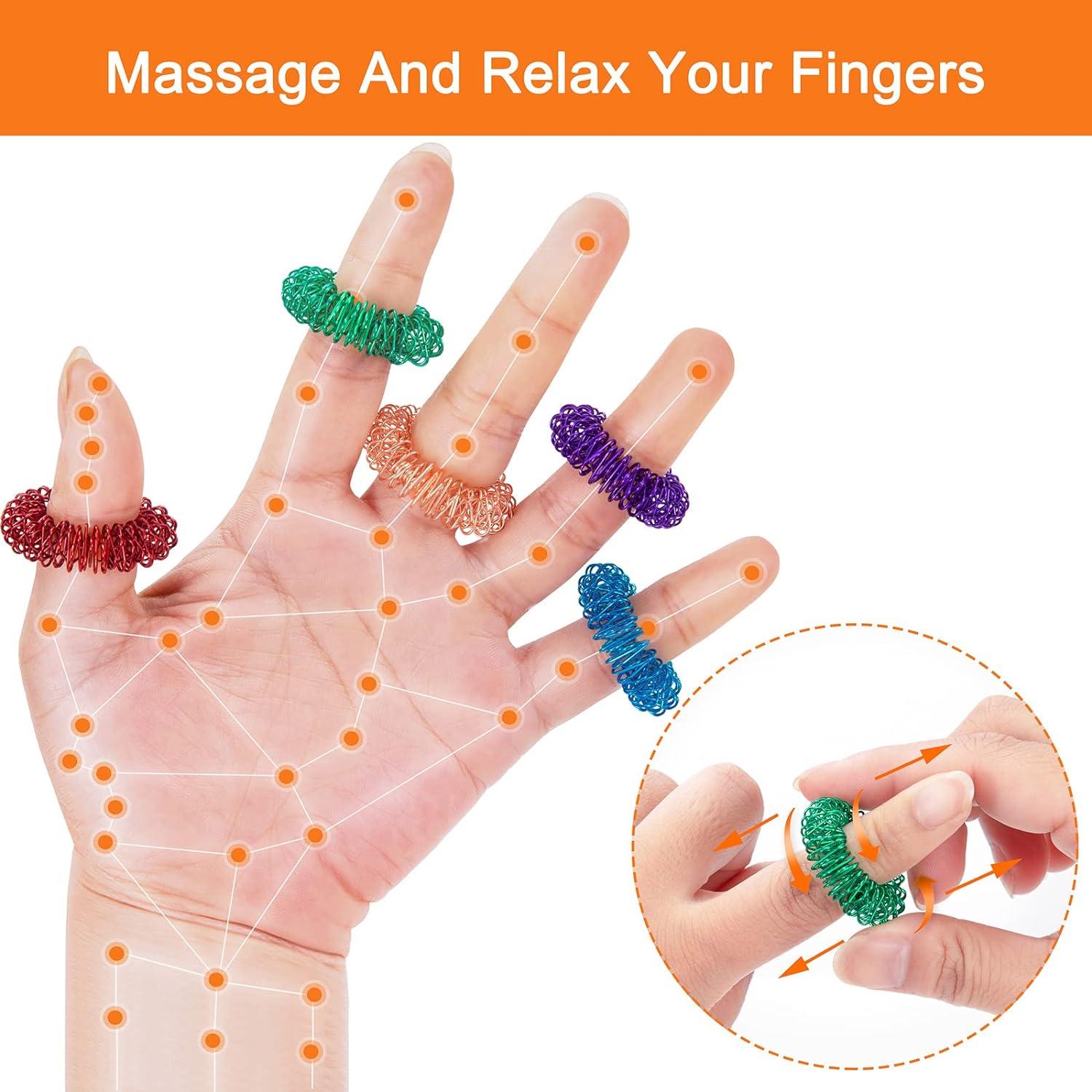 Buy Acupressure Massage Rings for Fingers Spiky Sensory Stress Relief Rings for Adults & Teens ...