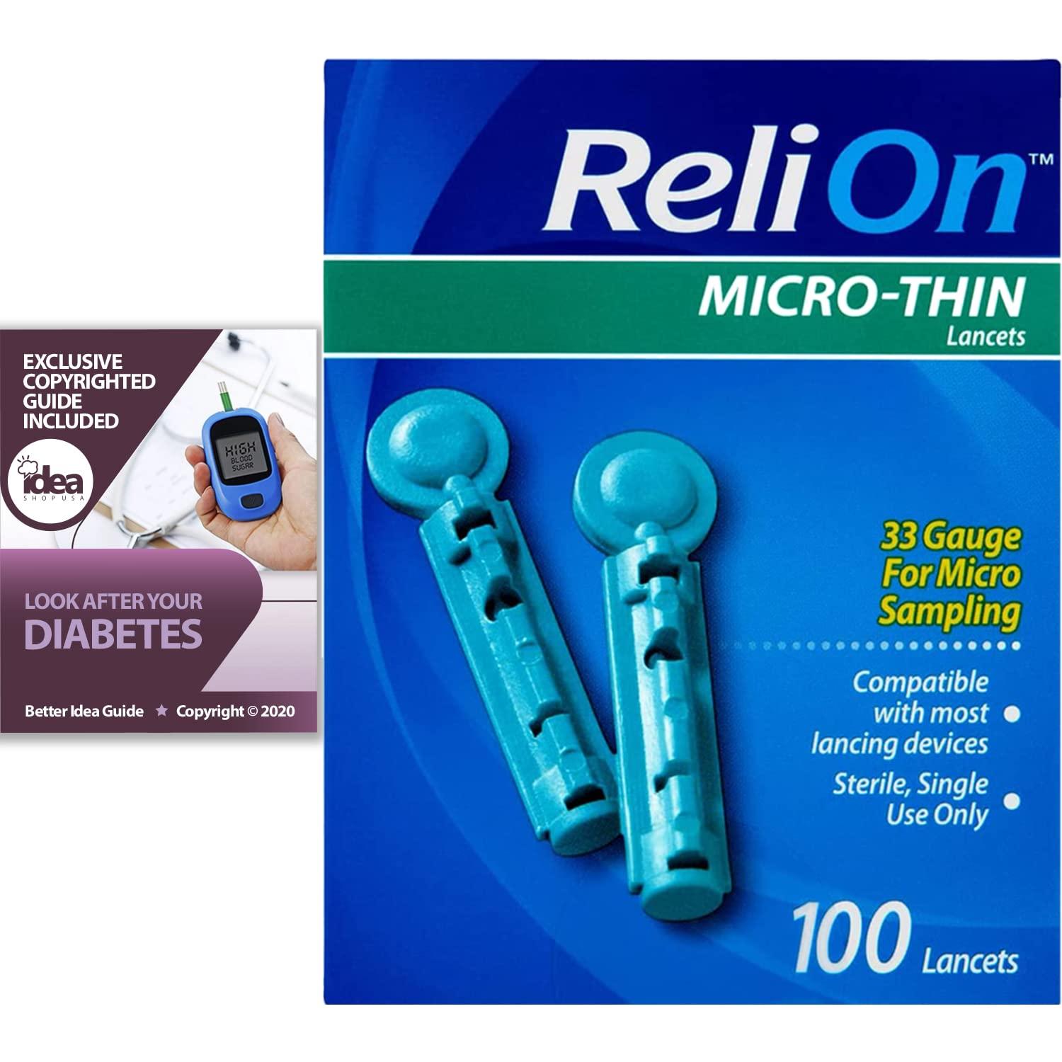 ReliOn Micro-Thin Lancets 100 Ct 33 Gauge Bundle | Diabetes Care Guide ...