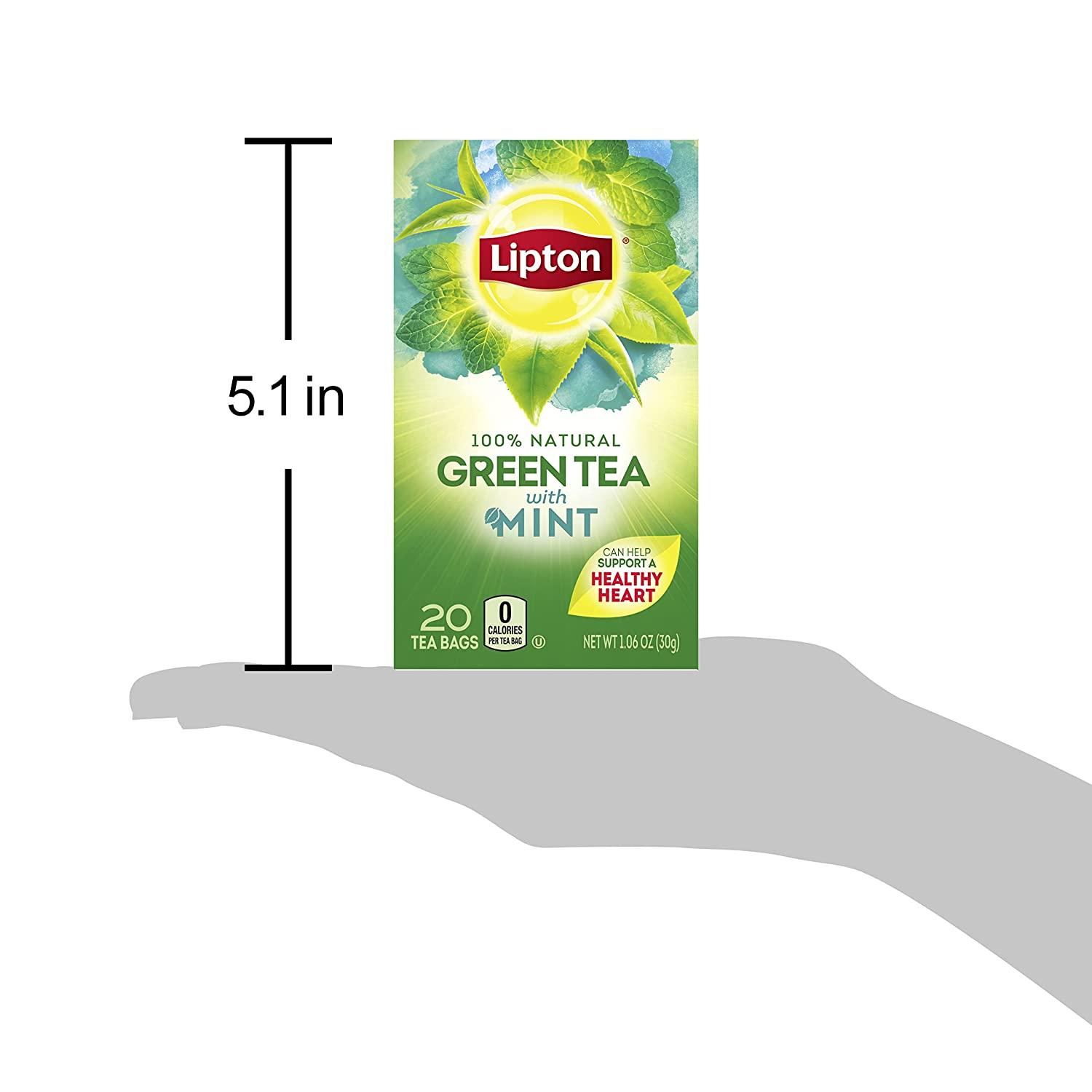 Lipton Green Tea Bags with Mint Flavor - 100% Natural, Heart-Healthy ...