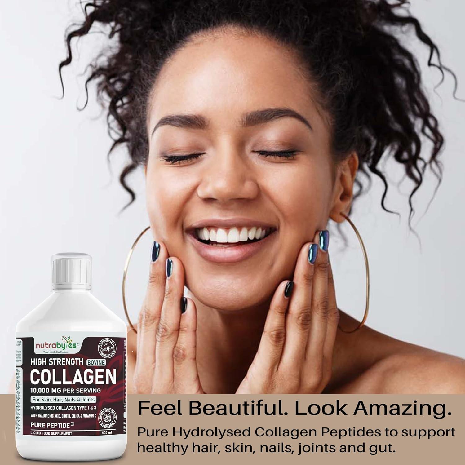 Collagen Liquid 10000mg with Hyaluronic Acid, Biotin, Silica, Vitamin C ...