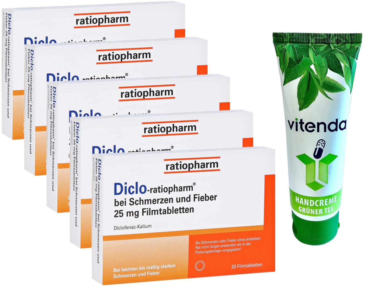 DICLO-RATIOPHARM 25mg Tablets (5x20) with Vitenda Hand Cream ...