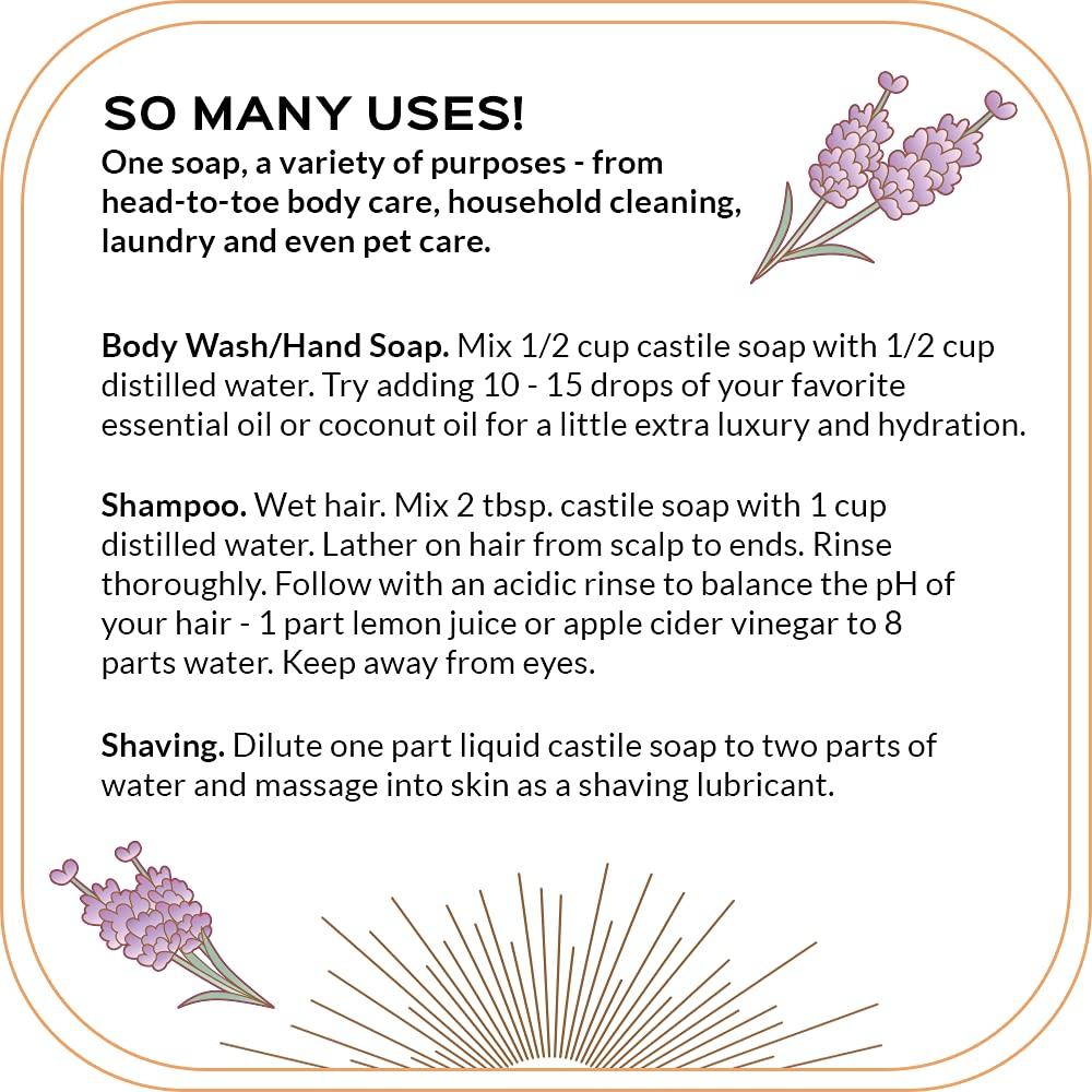 Quinn's Pure Castile Organic Liquid Soap - Lavender 32oz | Eco-Friendly ...