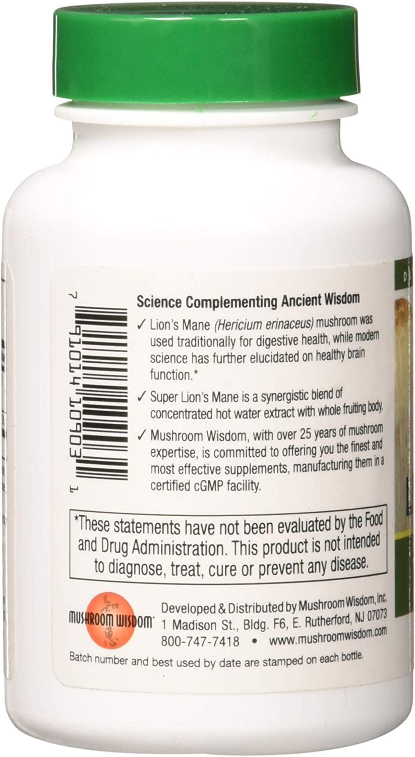 Buy Mushroom Wisdom Lion's Mane Super Extract - 120 Count for Brain ...