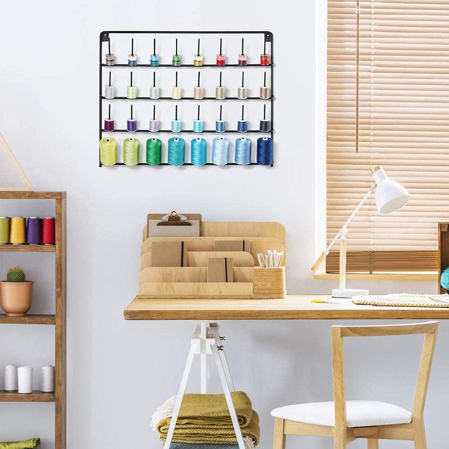 Haitarl 32-Spool Sewing Thread Rack | Wall-Mounted Metal Holder for ...